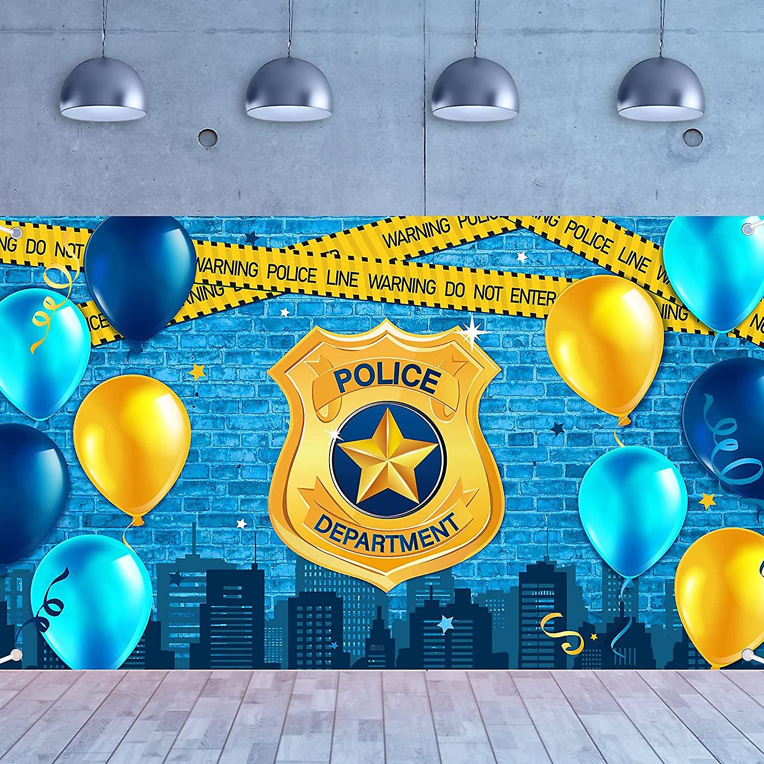 Police Party Photography Banner Police Department Badge Blue Brick Wall ...