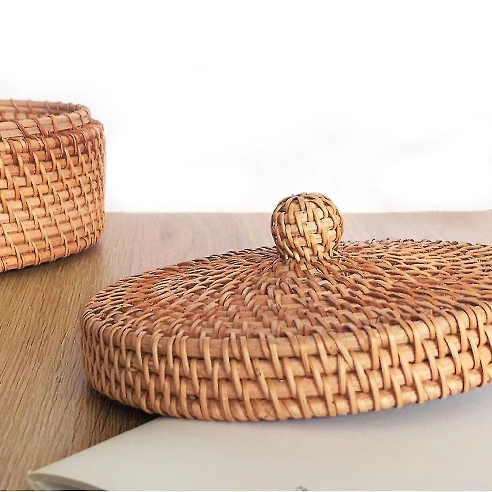 Handwoven Rattan Storage Box With Lid Wicker Tea Food Container Picnic ...