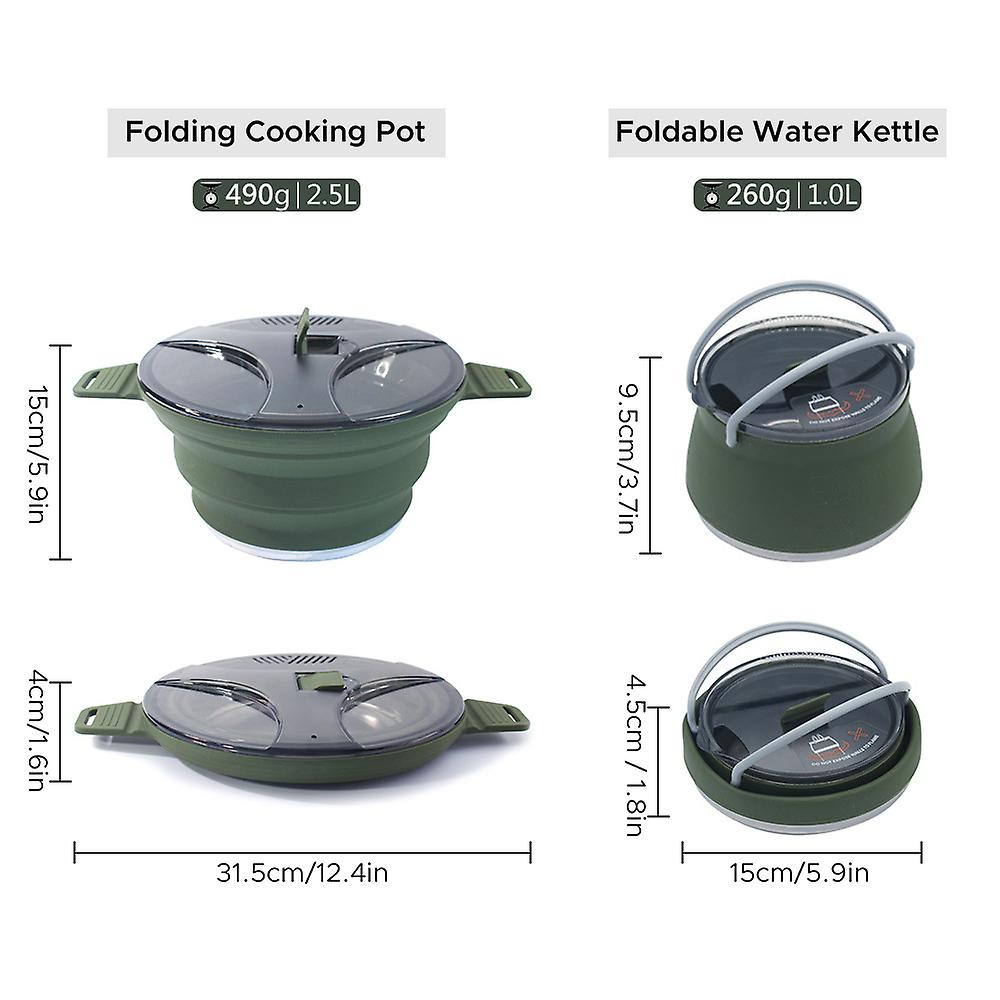 Folding Pot Set Portable Cooking Set Collapsible Cookware Set | Fruugo UK