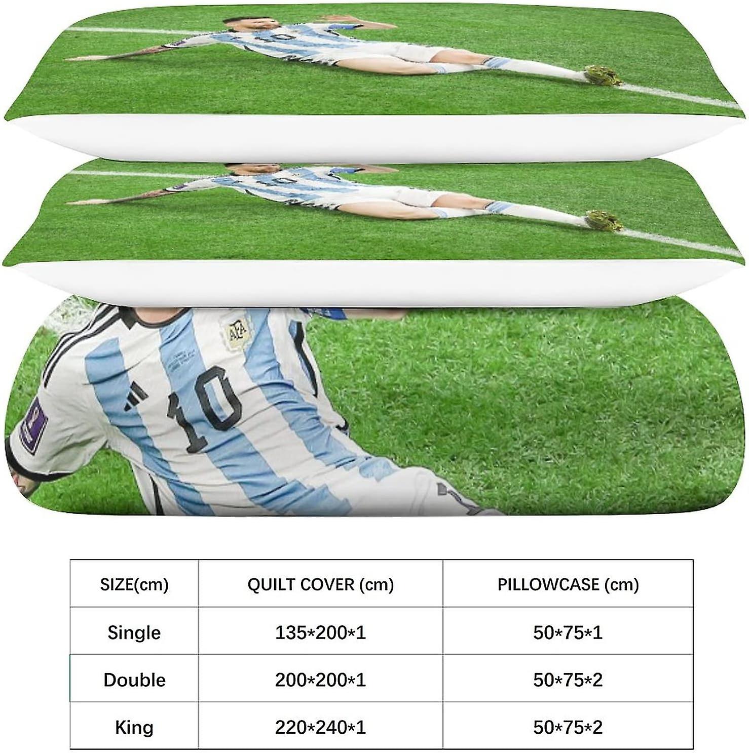 Lionel Messi 3D Printed Quilt Cover Duvet Cover Set with Zipper Soft ...