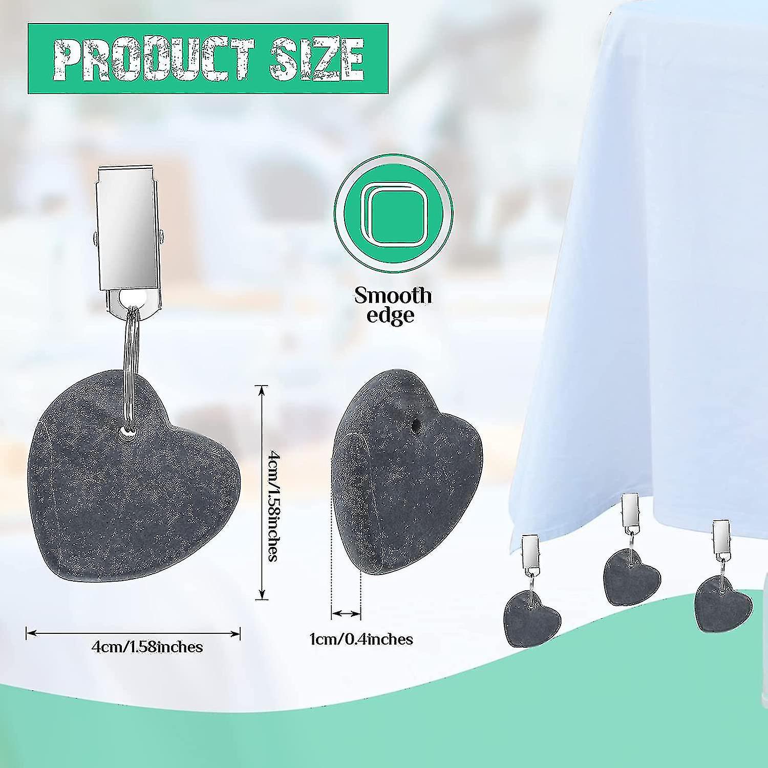 12-piece Tablecloth Weight Clip Natural Stone Heart-shaped Stone ...