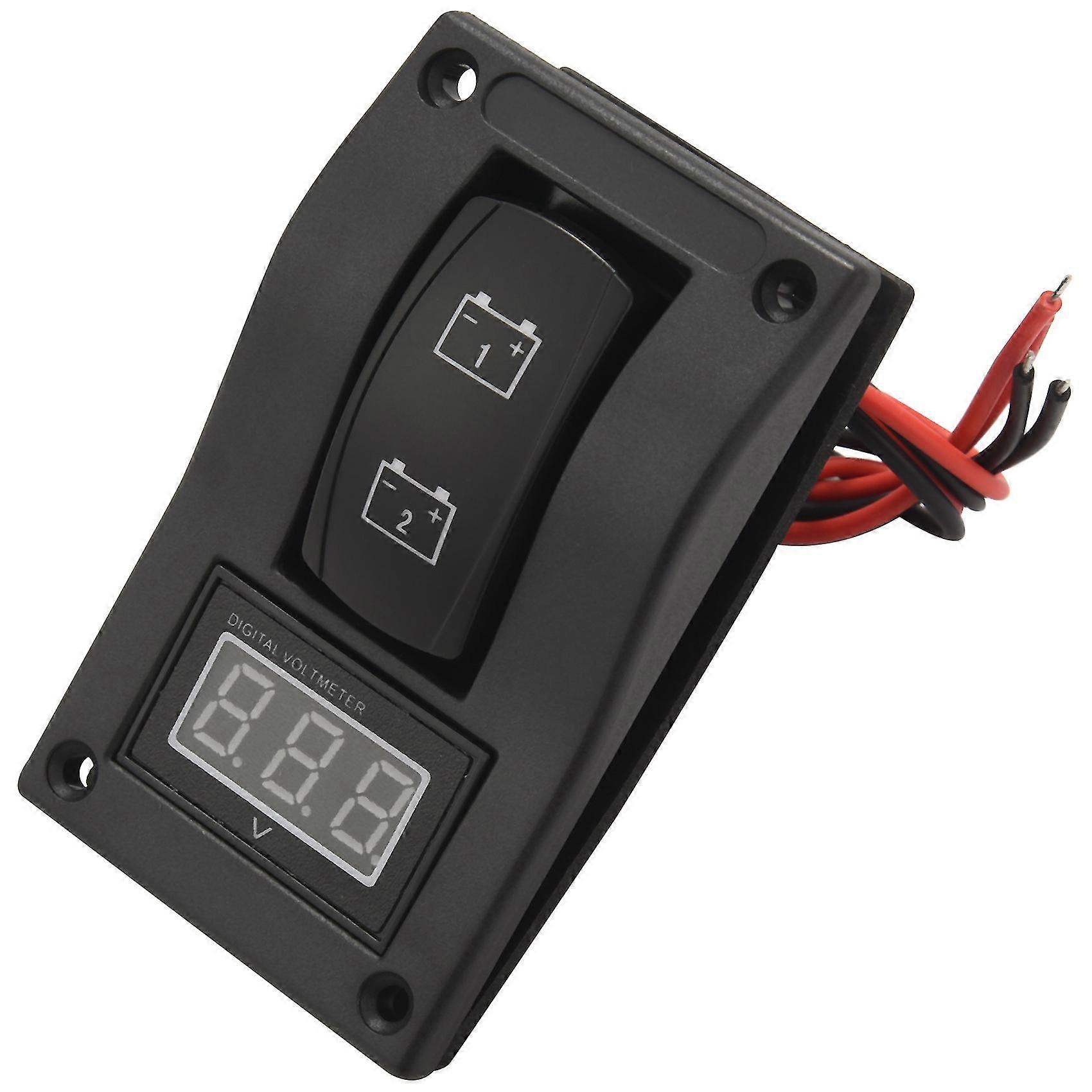 12-24V LED Dual Battery Test Panel Rocker Switch Car Truck Marine Boat ...