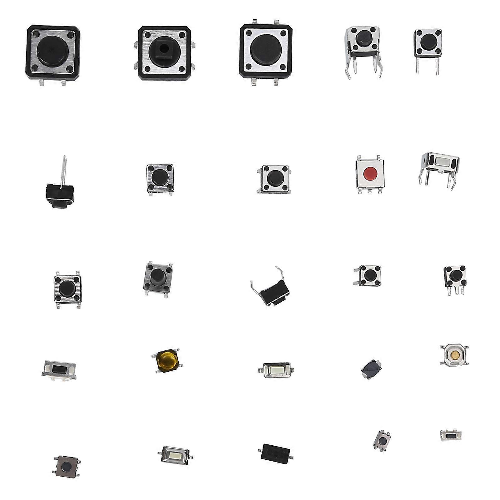 Tactile Push Button Switches 25 Values 12V 50mA Micro Momentary Tact Assortment Kit125Pcs ...