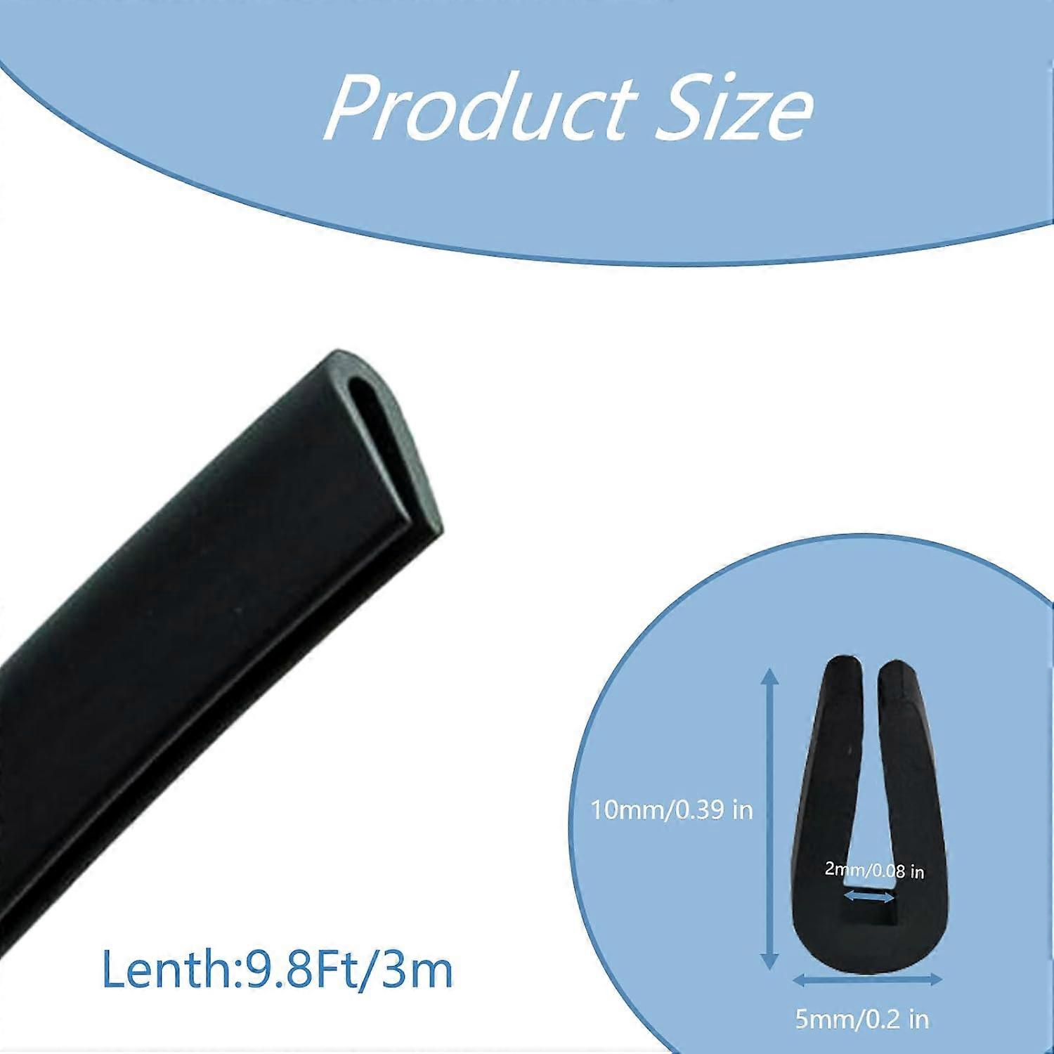 Rubber U Channel Edge Trim, 9.8ft Weather Stripping Seal Strip - Black ...