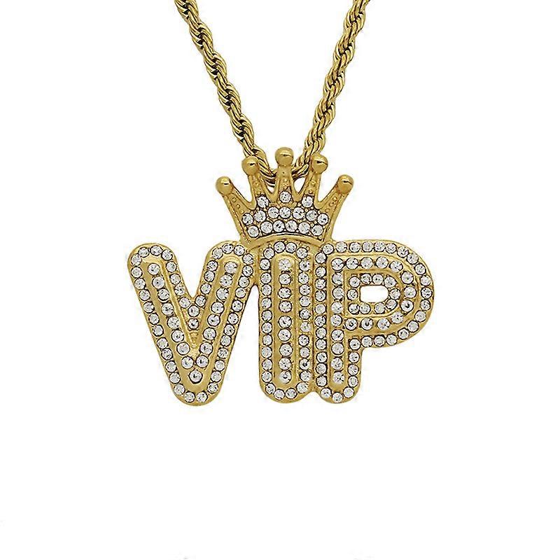 Hip Hop Bling Iced Out Stainless Steel Crown Vip Pendants Necklaces For ...