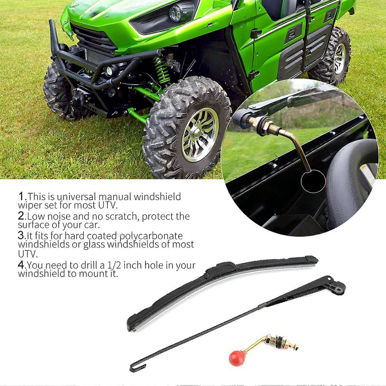 UTV Manual Hand Operated Windshield Wiper Blade Universal Replacement ...