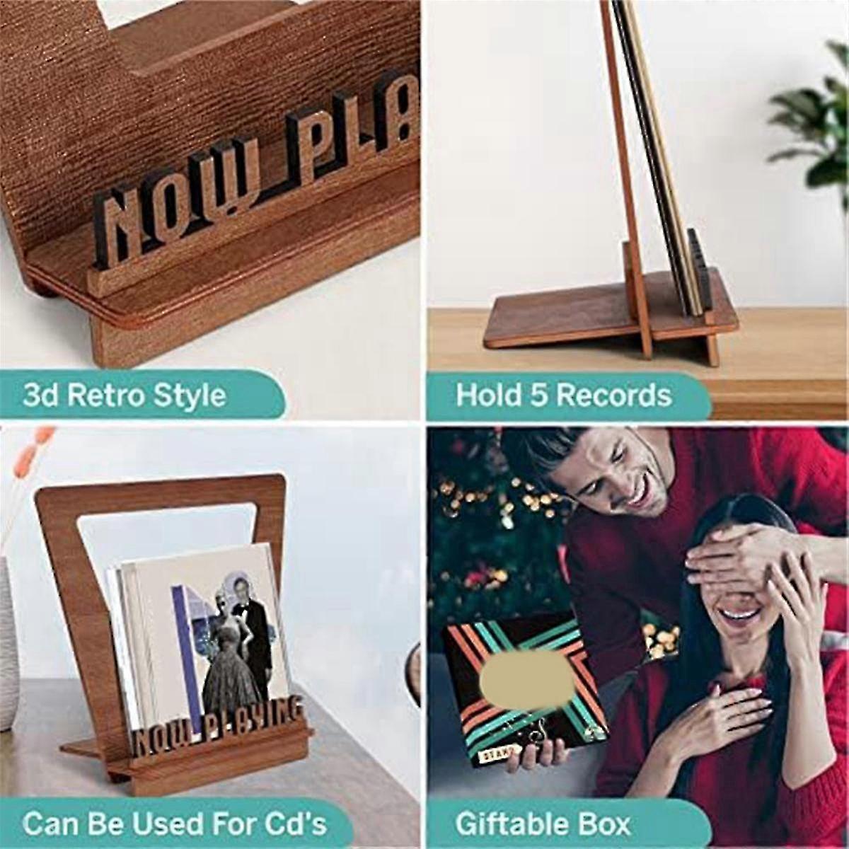 Now Playing Vinyl Record Stand Retro Holder For Vinyl Record Wood ...
