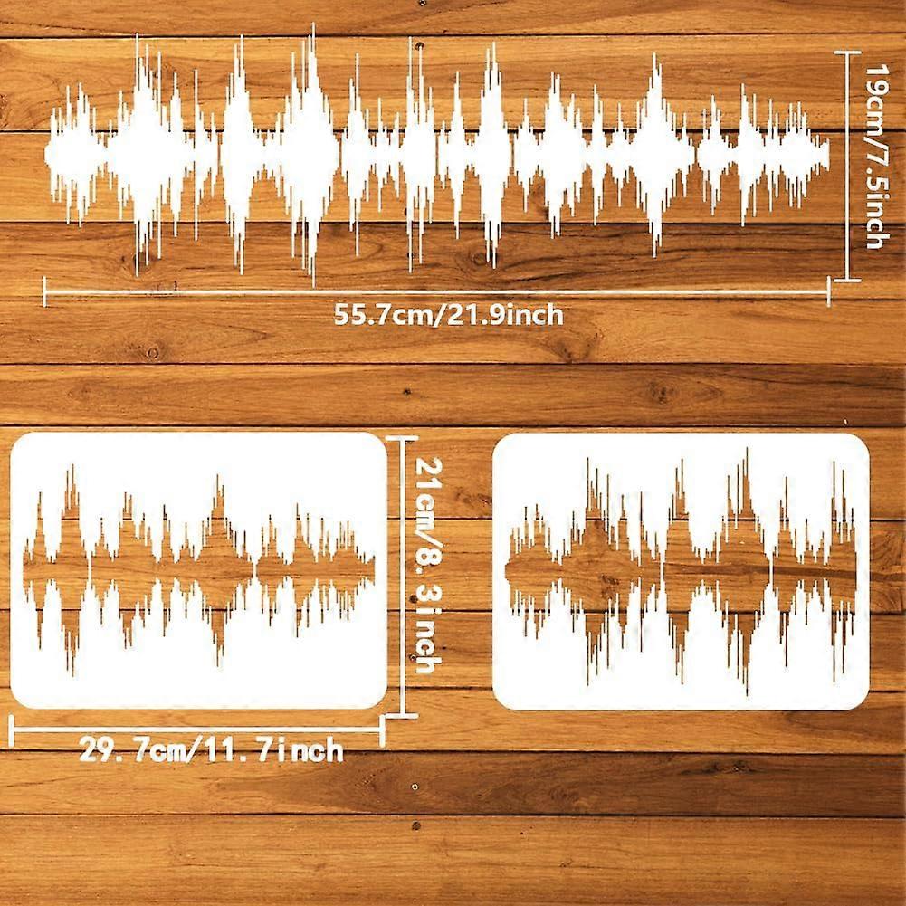 2PCS Sound Wave Painting Stencil 8.3x11.7inch Sonic Line Stencil for Painting Music Signs ...