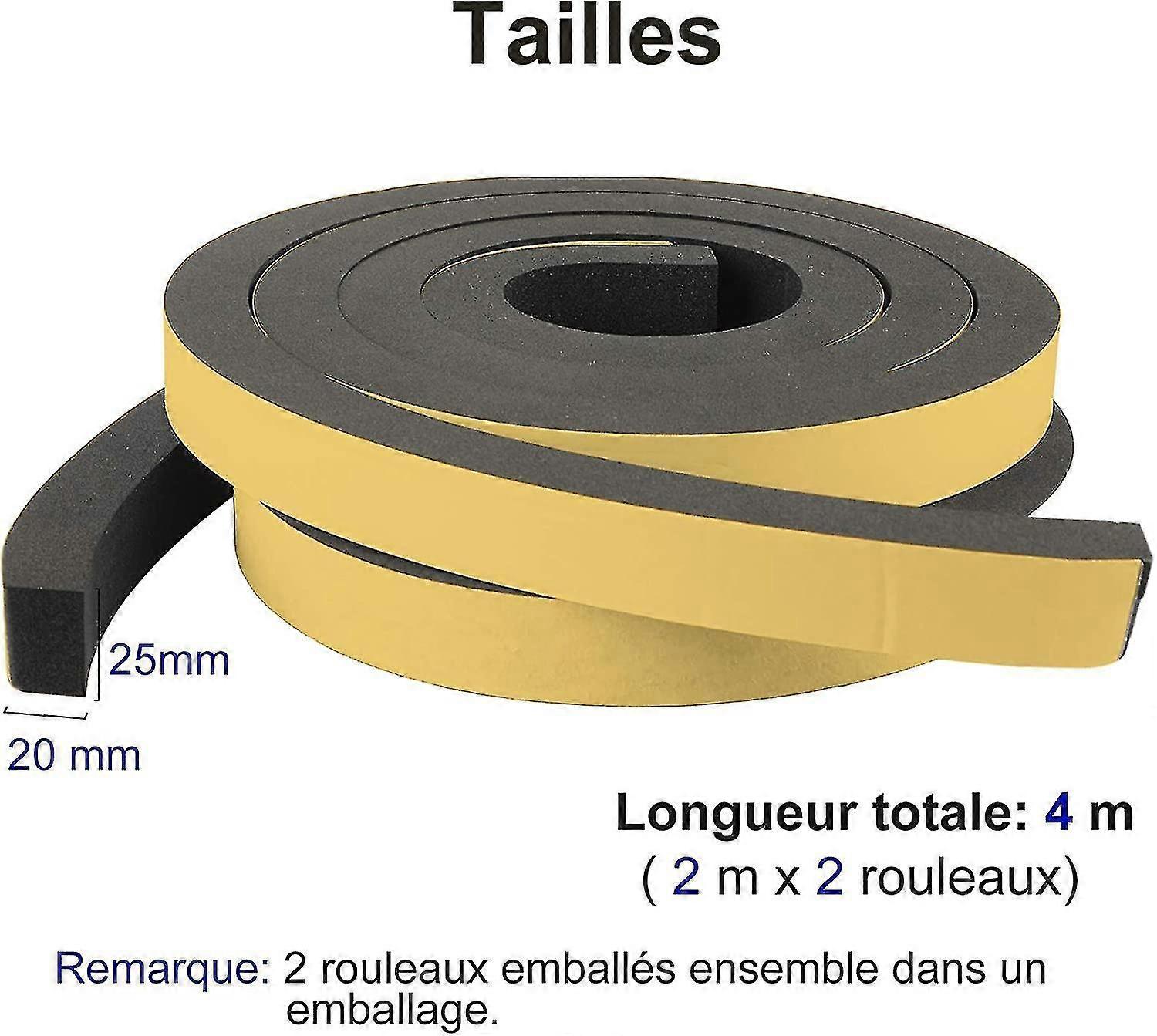 Foam Gasket Strip 2 Rolls 25mm(w) X20mm(h) X4m(l) Seal Weatherproof ...