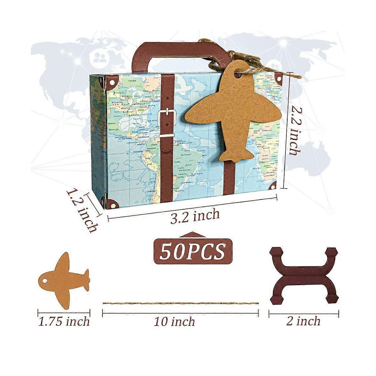 50PCS Suitcase Favor Boxes World Map Mini Suitcase Boxes Wedding Candy ...