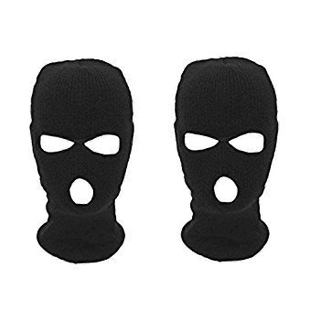 2 Pack 3 Hole Balaclava Black MASK Winter SAS Style Army SKI Knitted ...