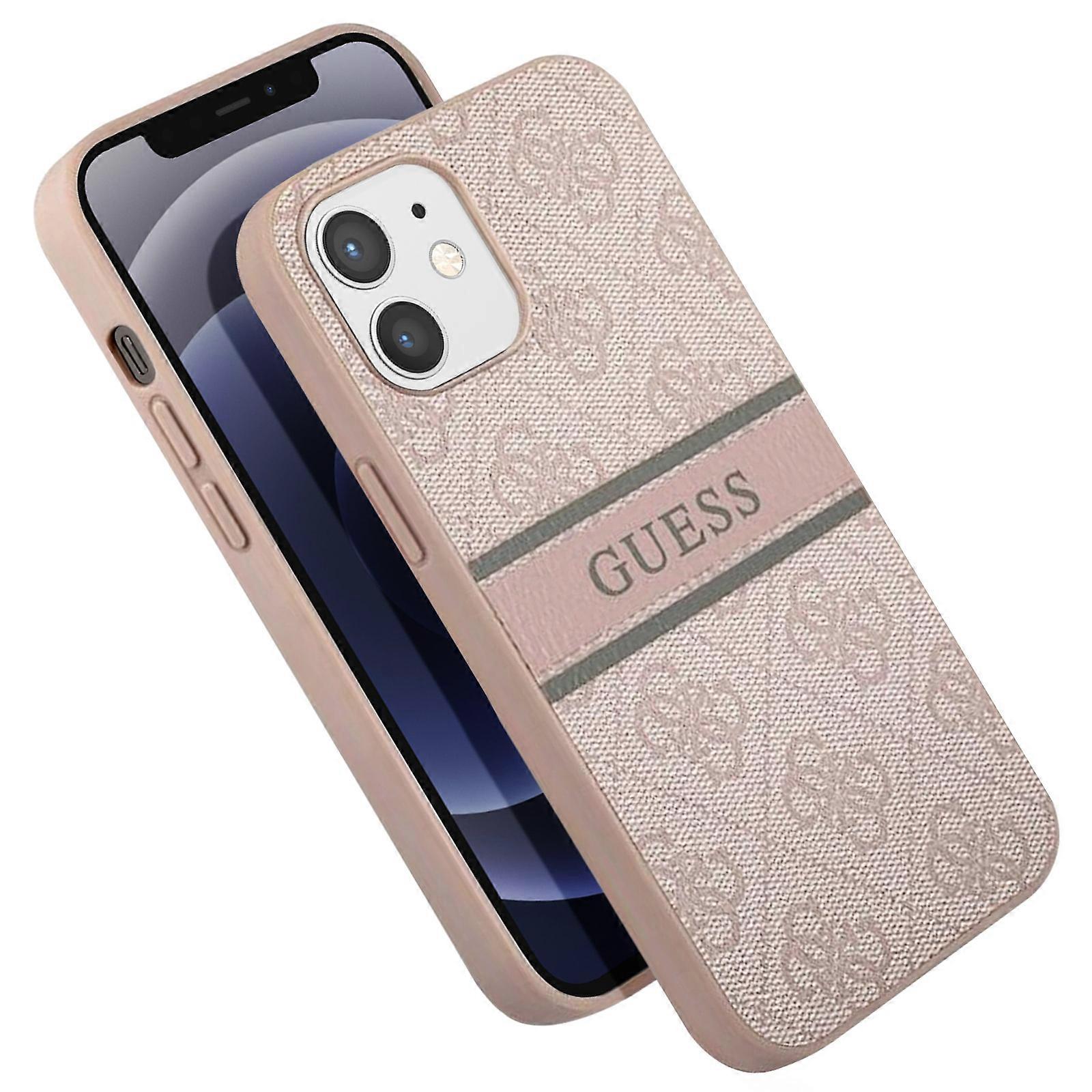 Case for iPhone 12 with Print and Monochrome Band Luxury, Light Pink ...