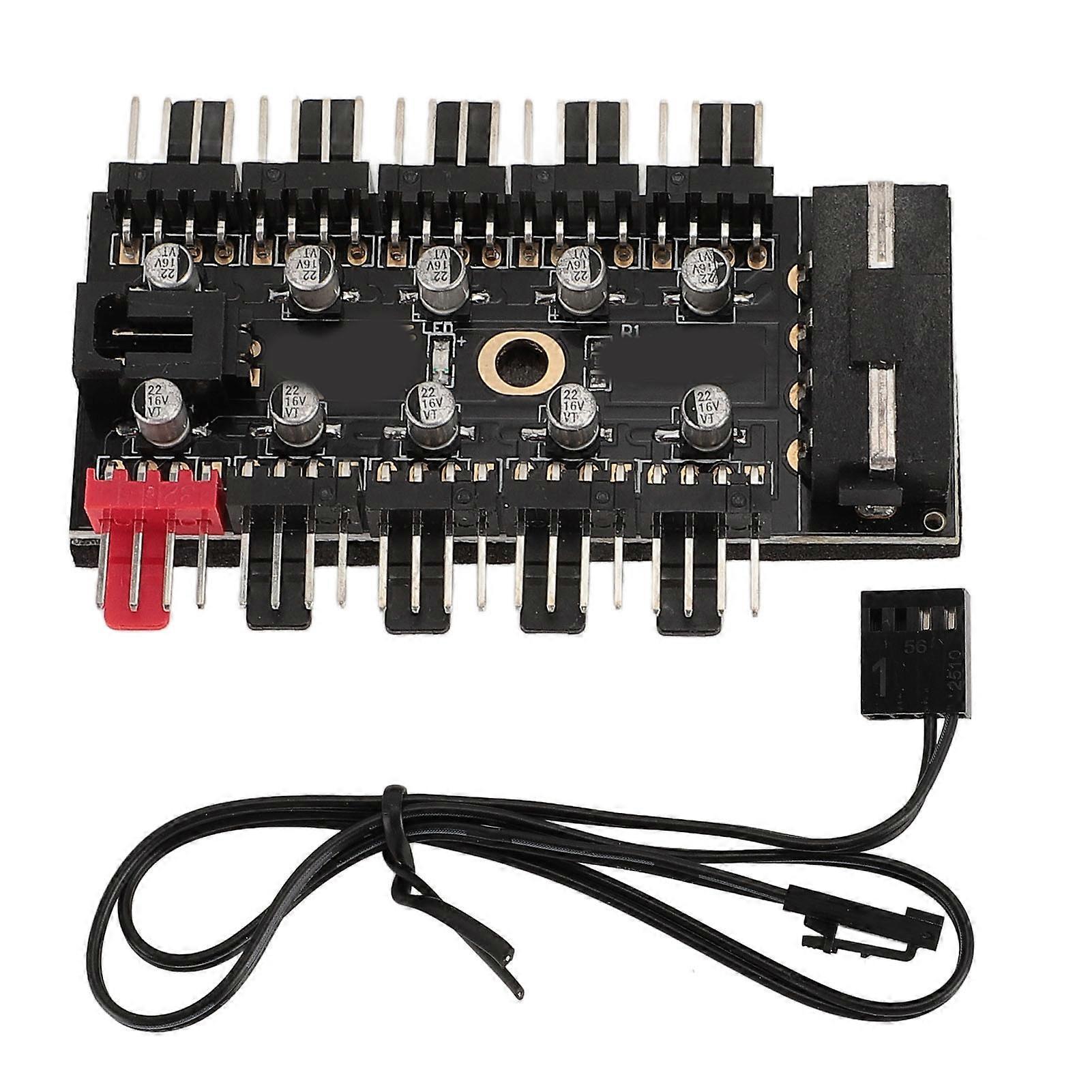 PC Chassis Fan Hub 10 Port 12V 4 Pin Fan CPU Cooling Fan PWM Hub for ...