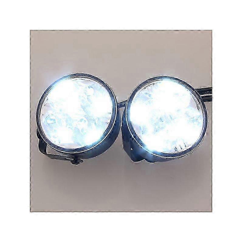 2pcs White 4 Led Round Car Driving Daytime Running Light Drl Fog Lamp ...