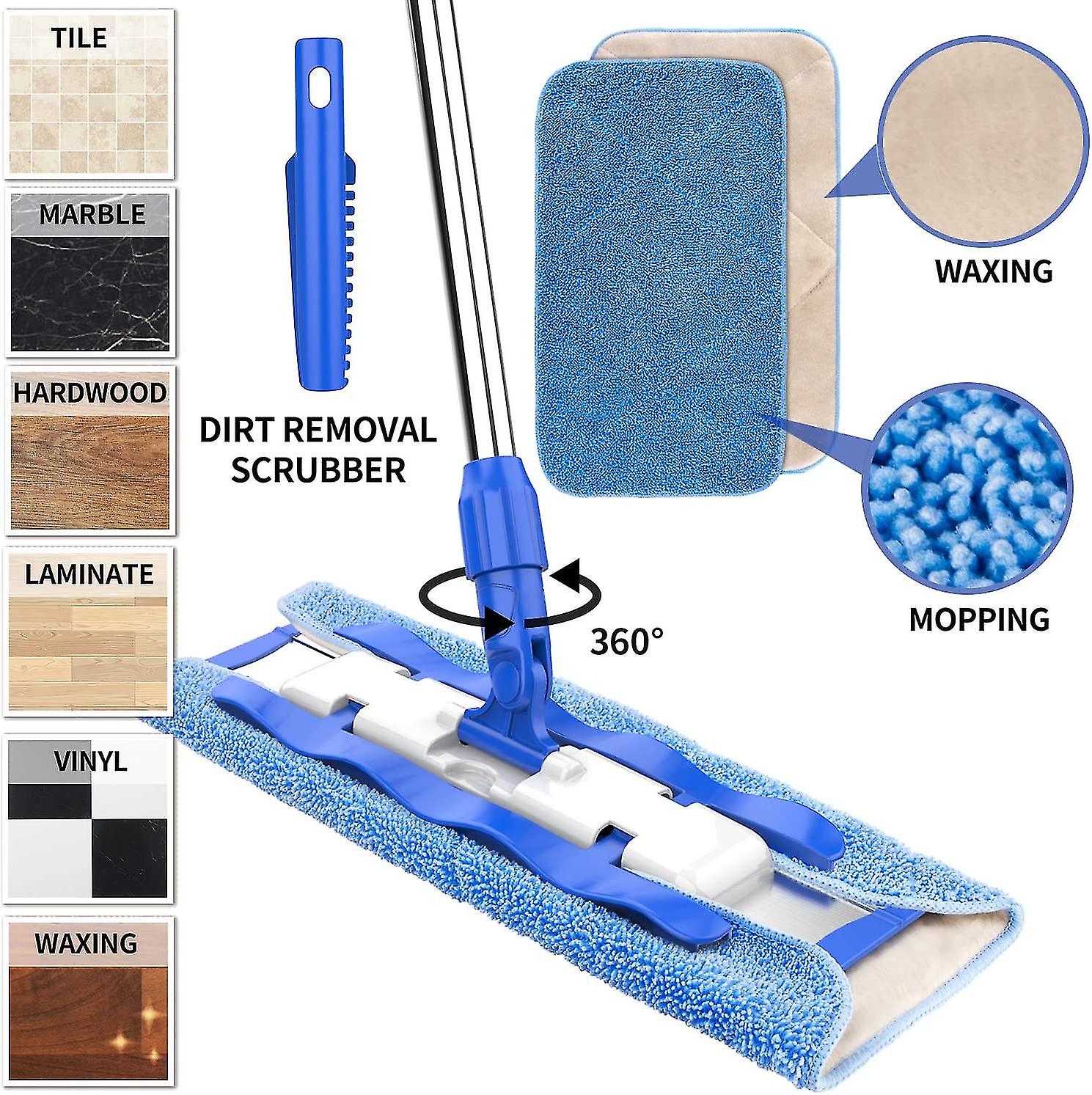 Professional Microfiber Mop (microfiber Cloth Included 3 Refills And 1 ...