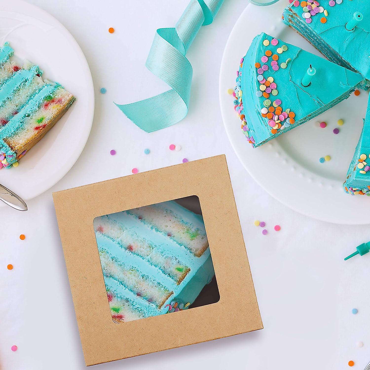 Brown Paper Kraft Single Bakery Pastry Boxes With Windows Disposable ...