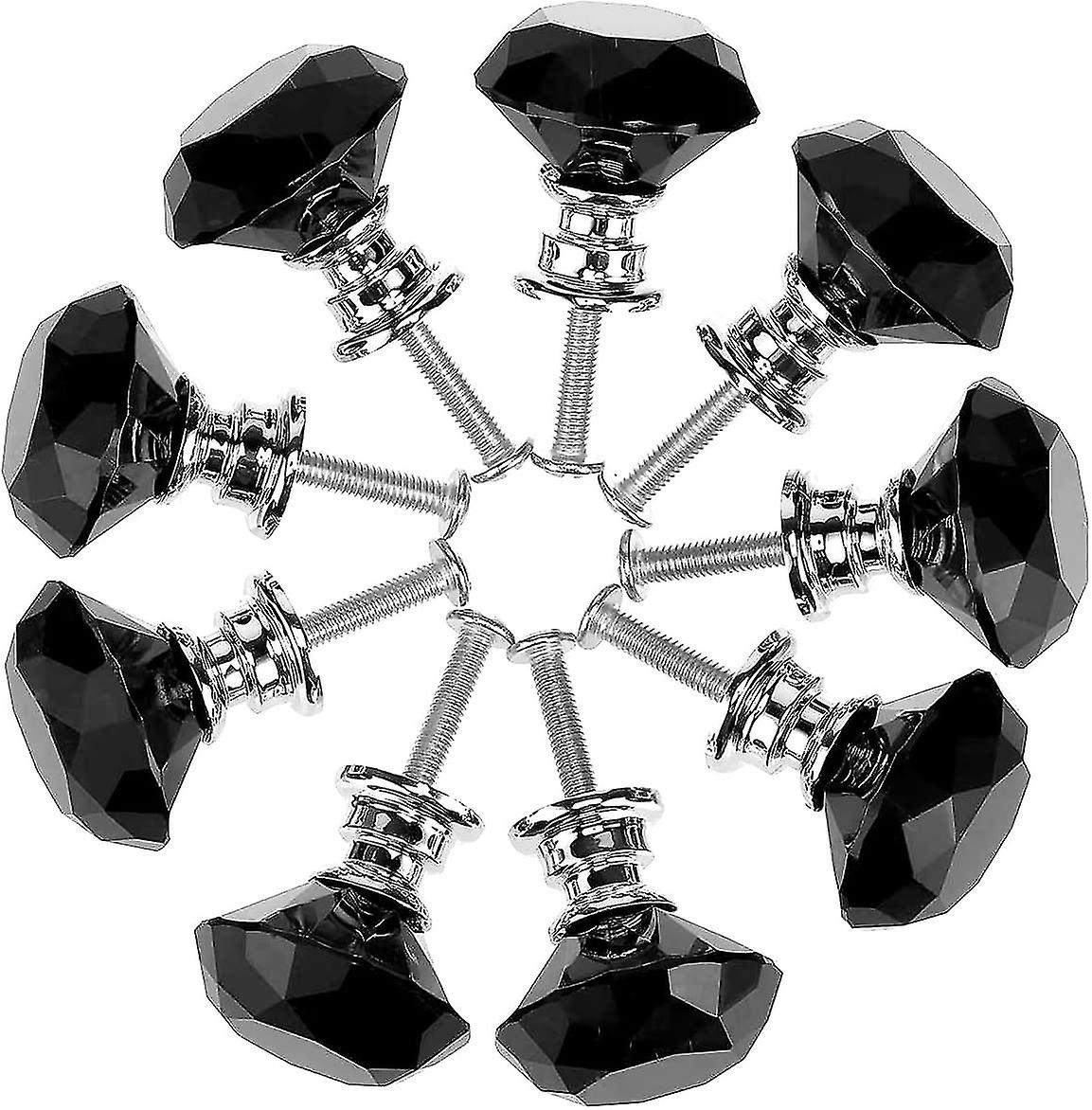 10 Pcs Crystal Glass Cabinet Knobs 30mm Diamond Shape Drawer Kitchen ...