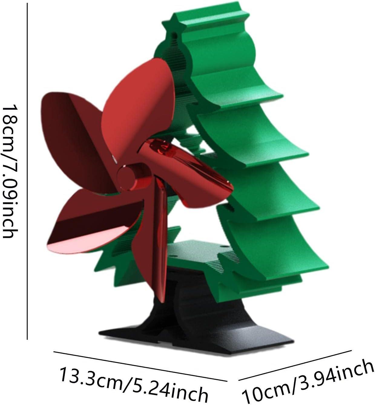 Christmas Tree Fireplace Fan, Heat Powered Wood Stove Fan with 5 Blades ...