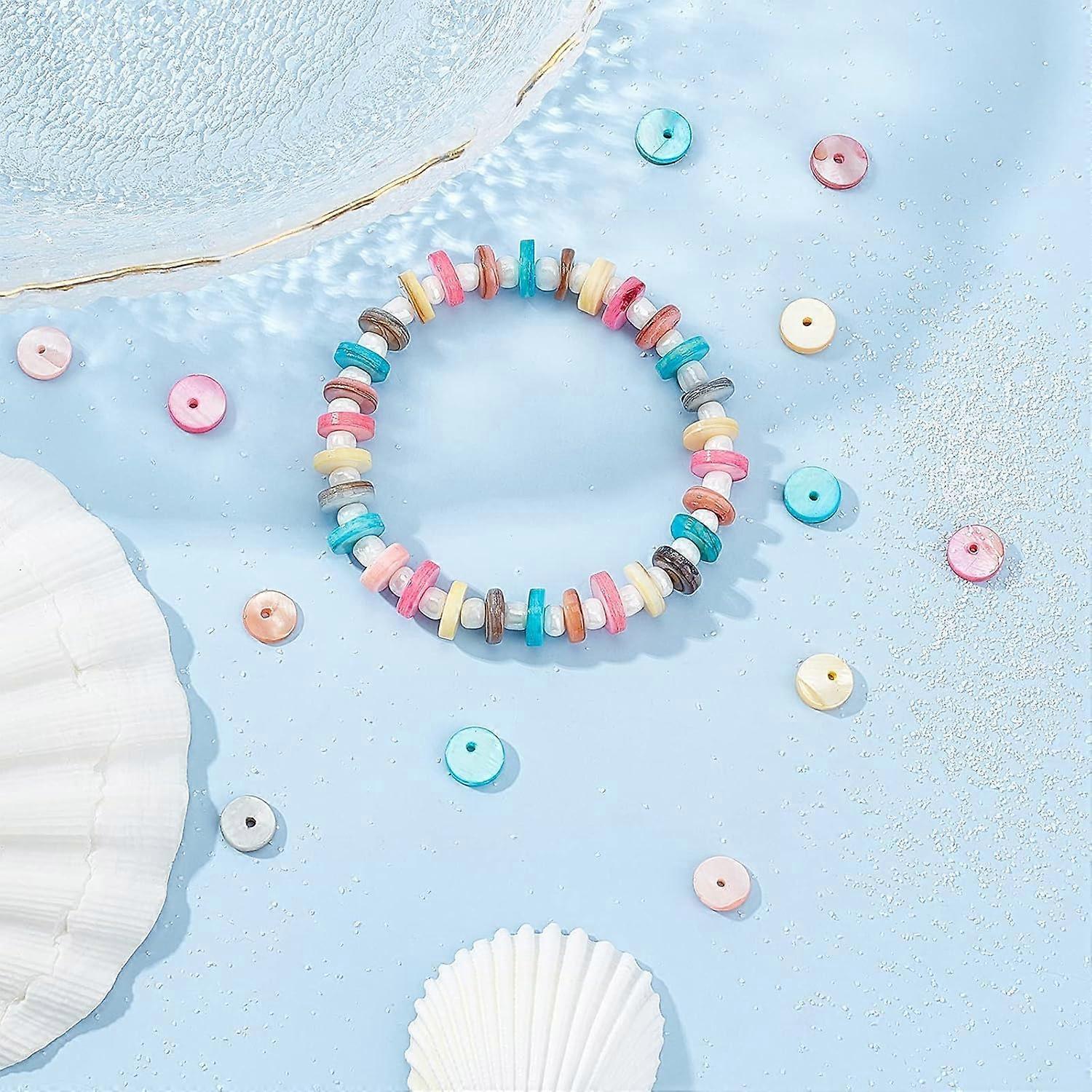 500pcs Shell Beads 5 Colors Natural Freshwater Seashell Beads Heishi ...