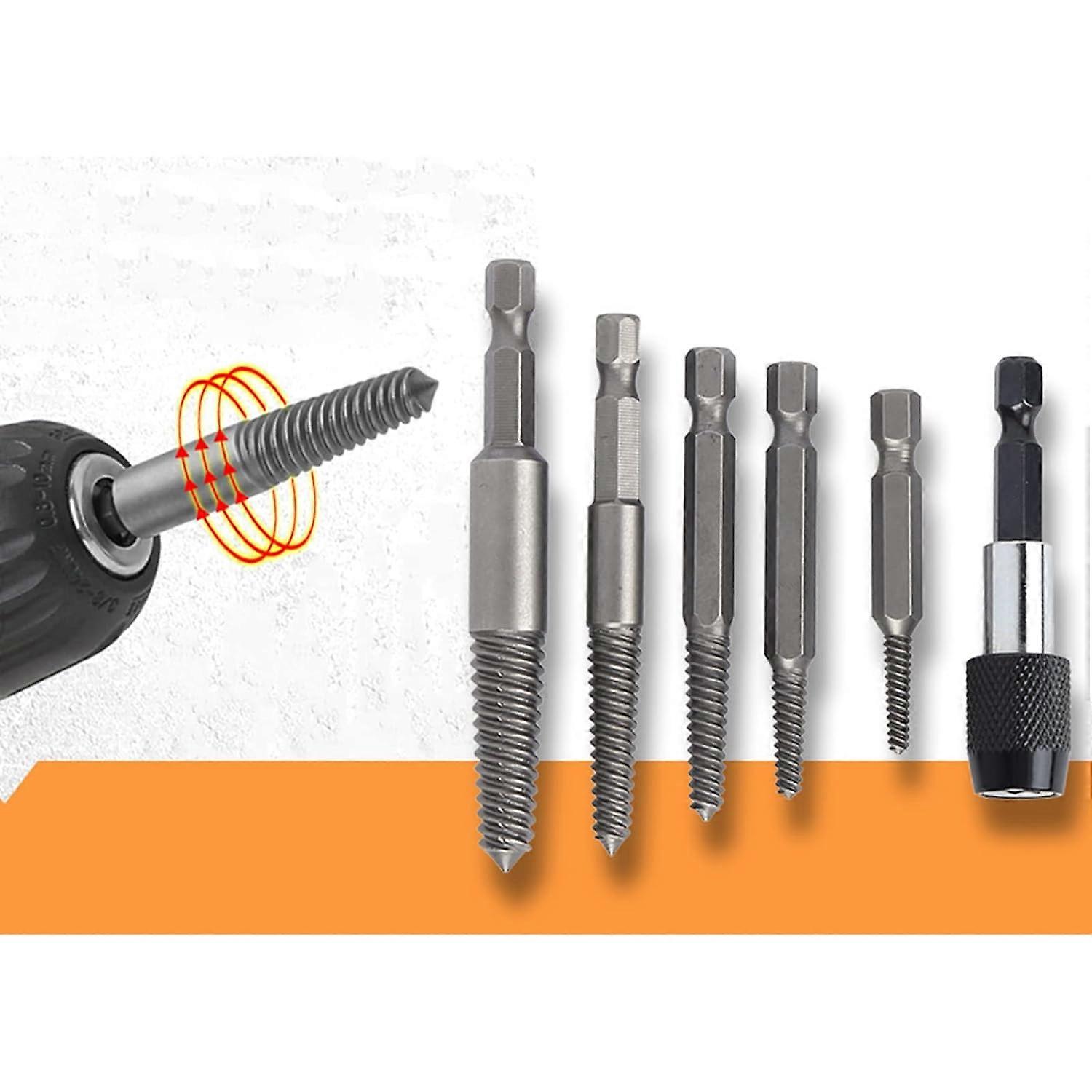 6 Pcs Screw Extractor Set, Headless Screw Remover Broken Bolt Extractor ...
