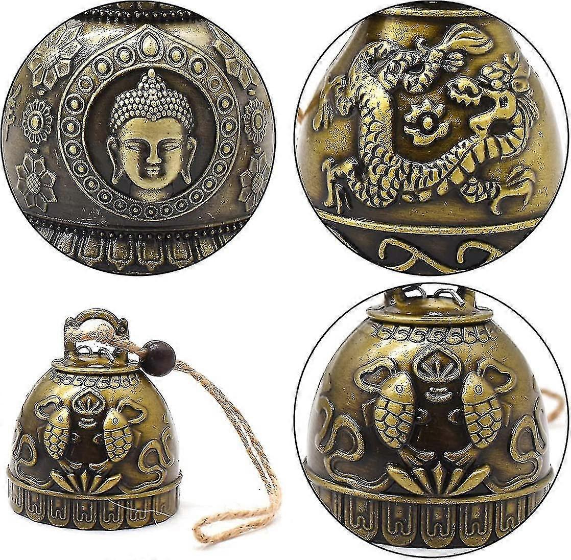 Vintage Fengshui Bell, 3pcs Metal Wind Chimes Vintage Dragon Blessing ...