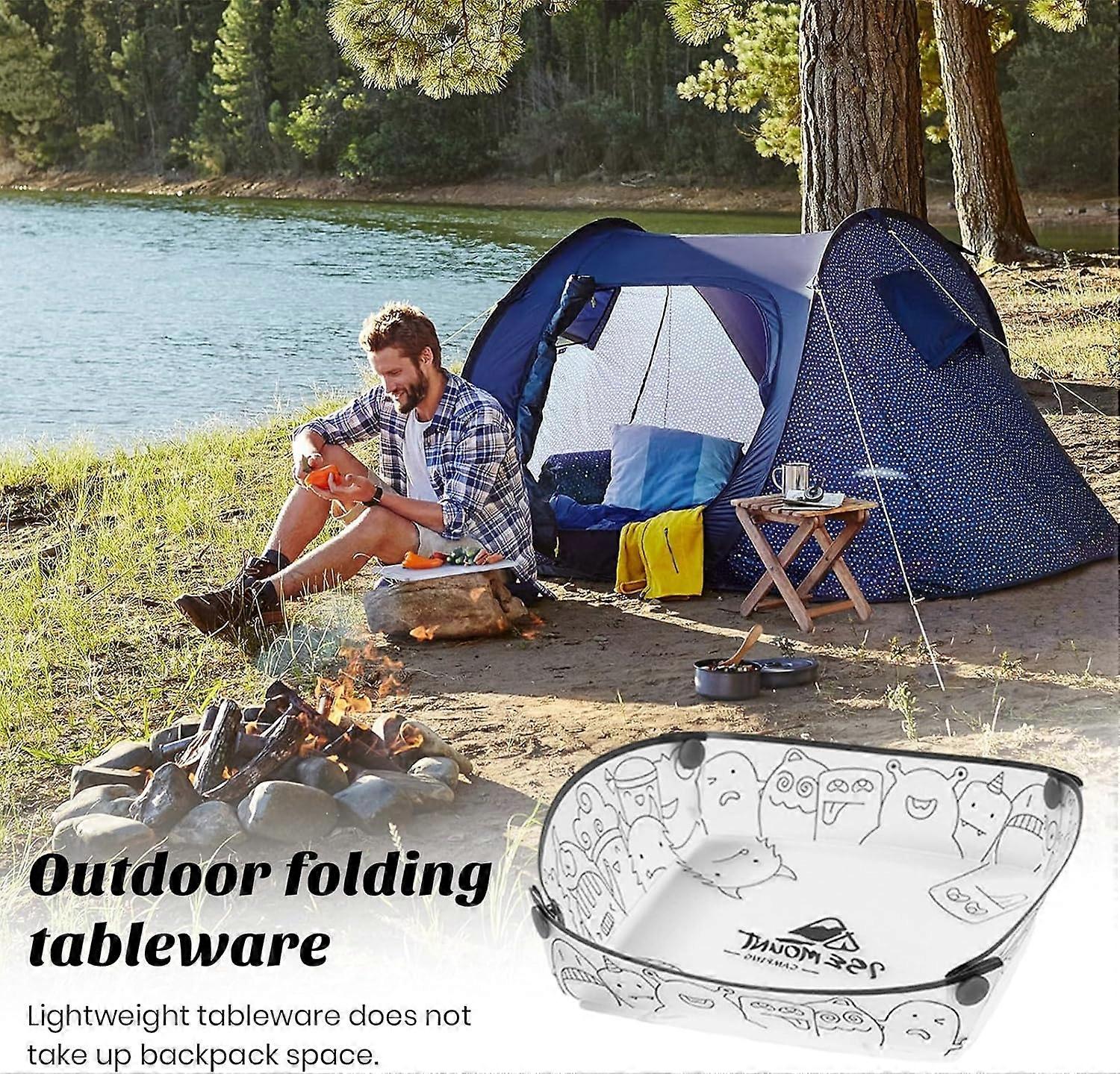 Camping Portable Plate Water Cup Collapsible Tableware Set Foldable ...