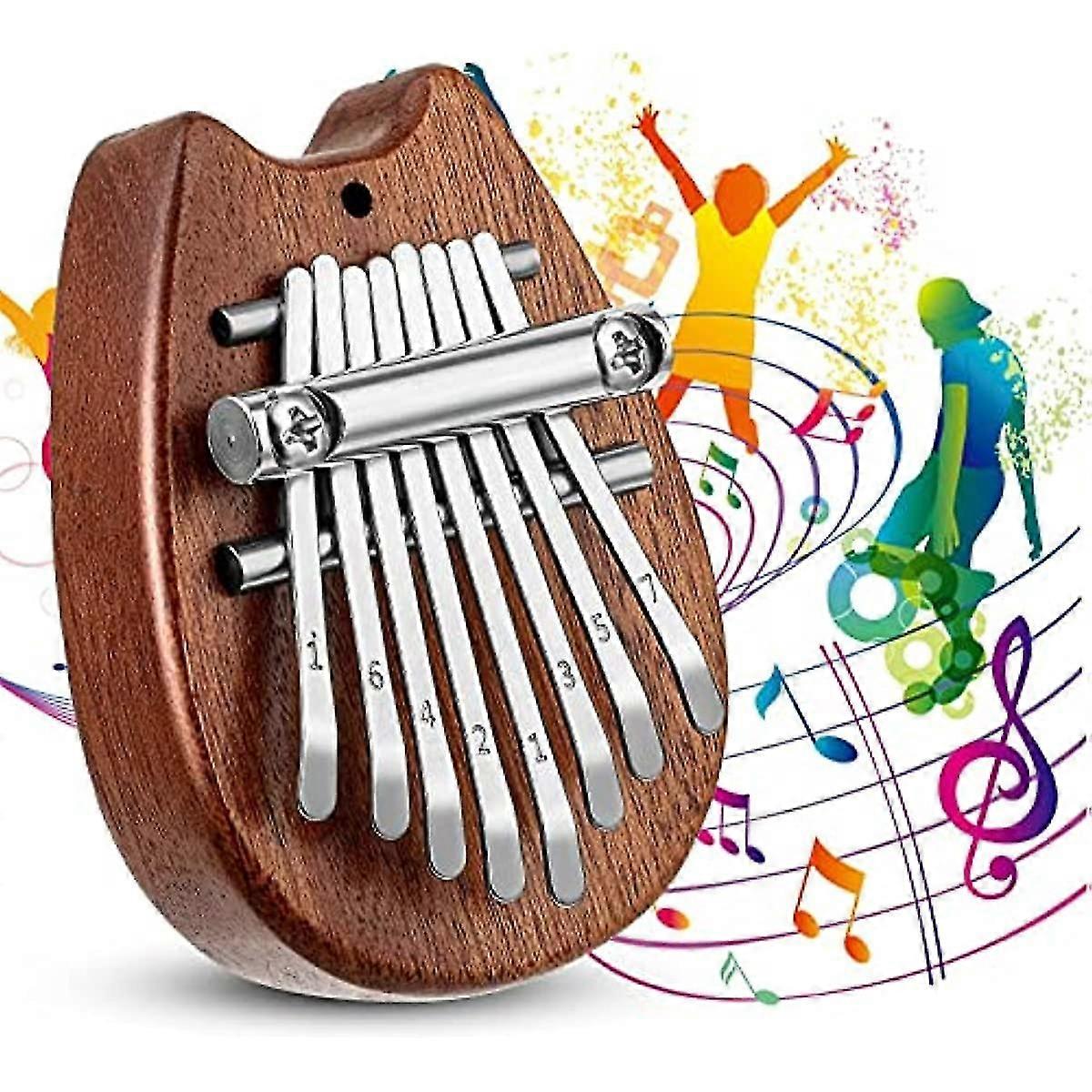 Thumb Piano 8 Keys, Solid Wood Finger Thumb Piano, Portable Marimba ...