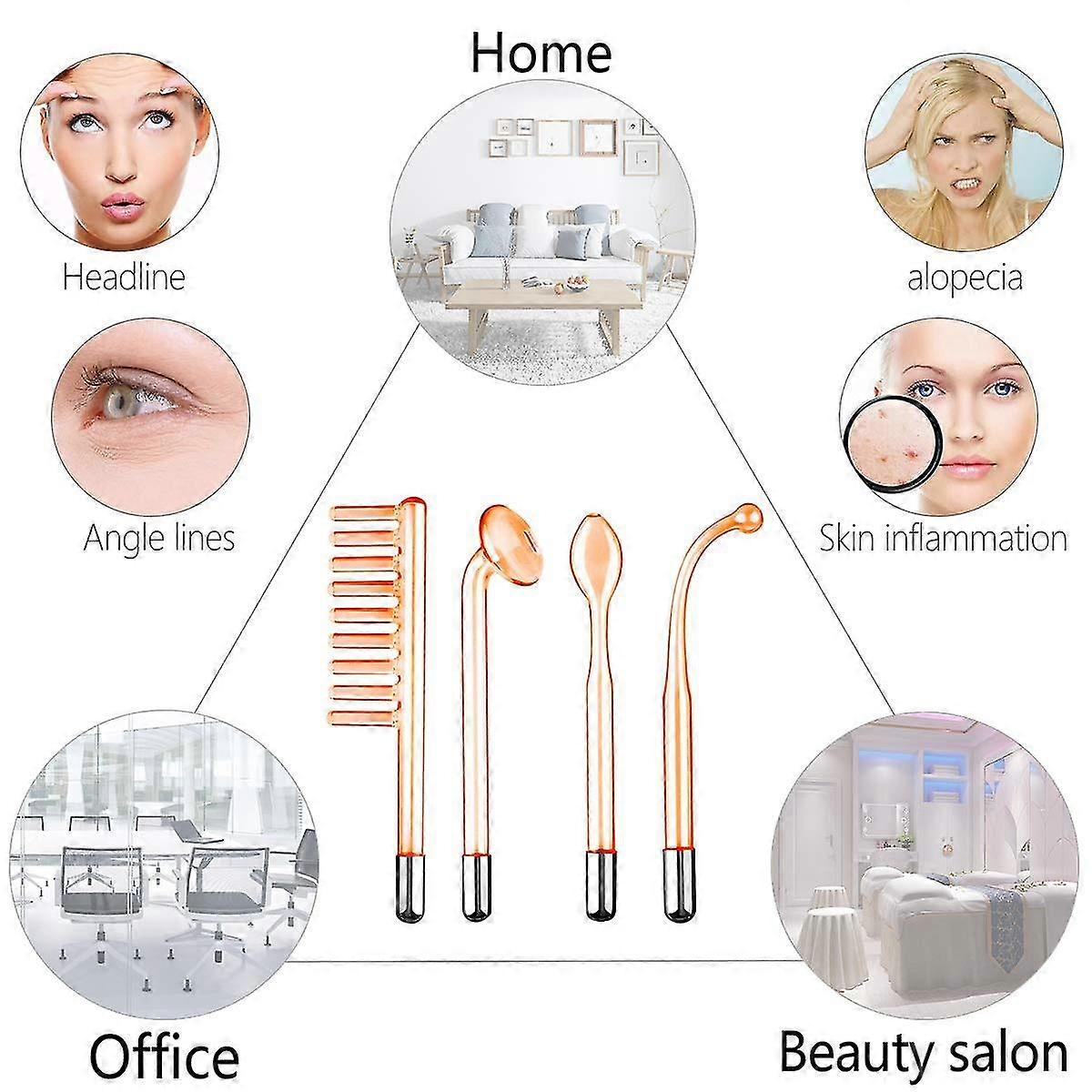 High Frequency Facial Wand Machine, 4 In 1 Portable Frequency Face ...