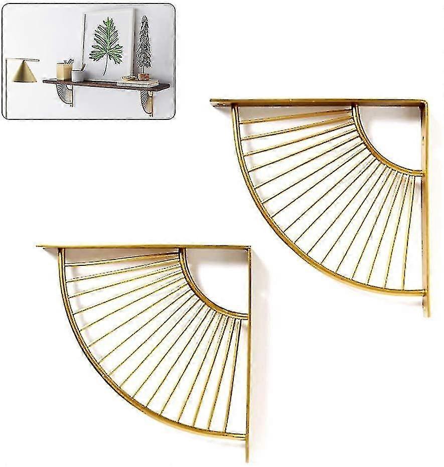 Floating Metal Golden Fan Shaped Triangle Shelf Bracket,set Of 2 ...