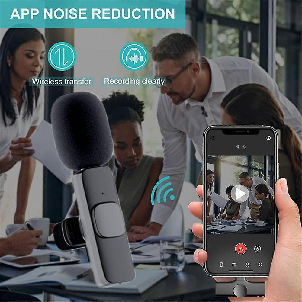 Wireless Lavalier Microphone Portable Audio Video Recording Mini Mic For iPhone Android Facebook ...