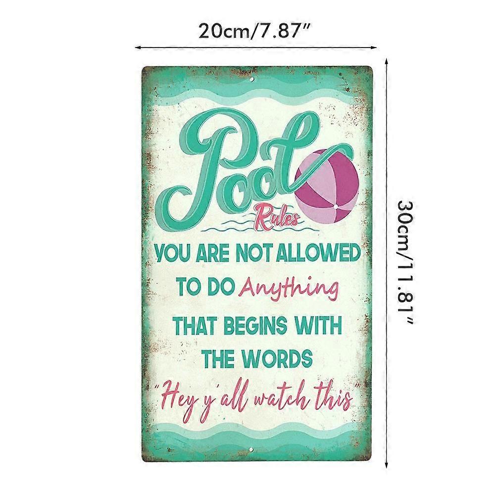 Funny Pool Rule Sign Swimming Pool Signage Metal Pool Sign for Pool ...