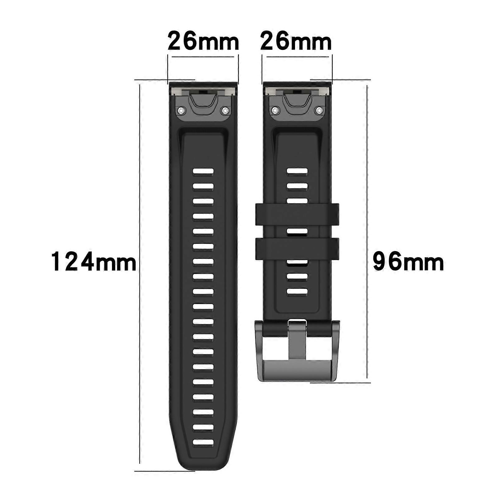 For Garmin Fenix 6X Pro 26mm Silicone Sport Pure Color Watch Band | Fruugo UK