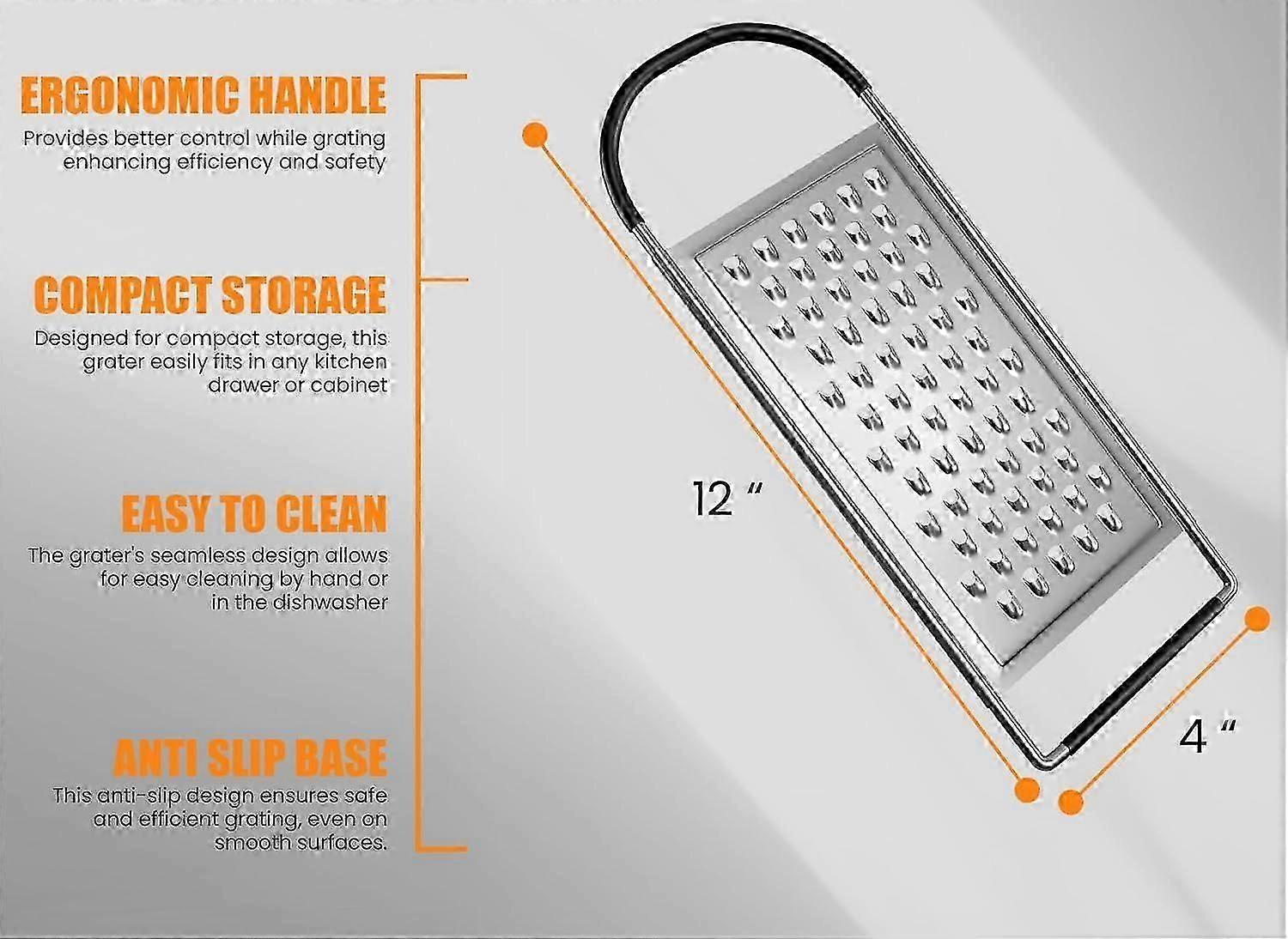 Extra Coarse Handheld Flat Grater Non-Slip Design, Stainless Steel for ...