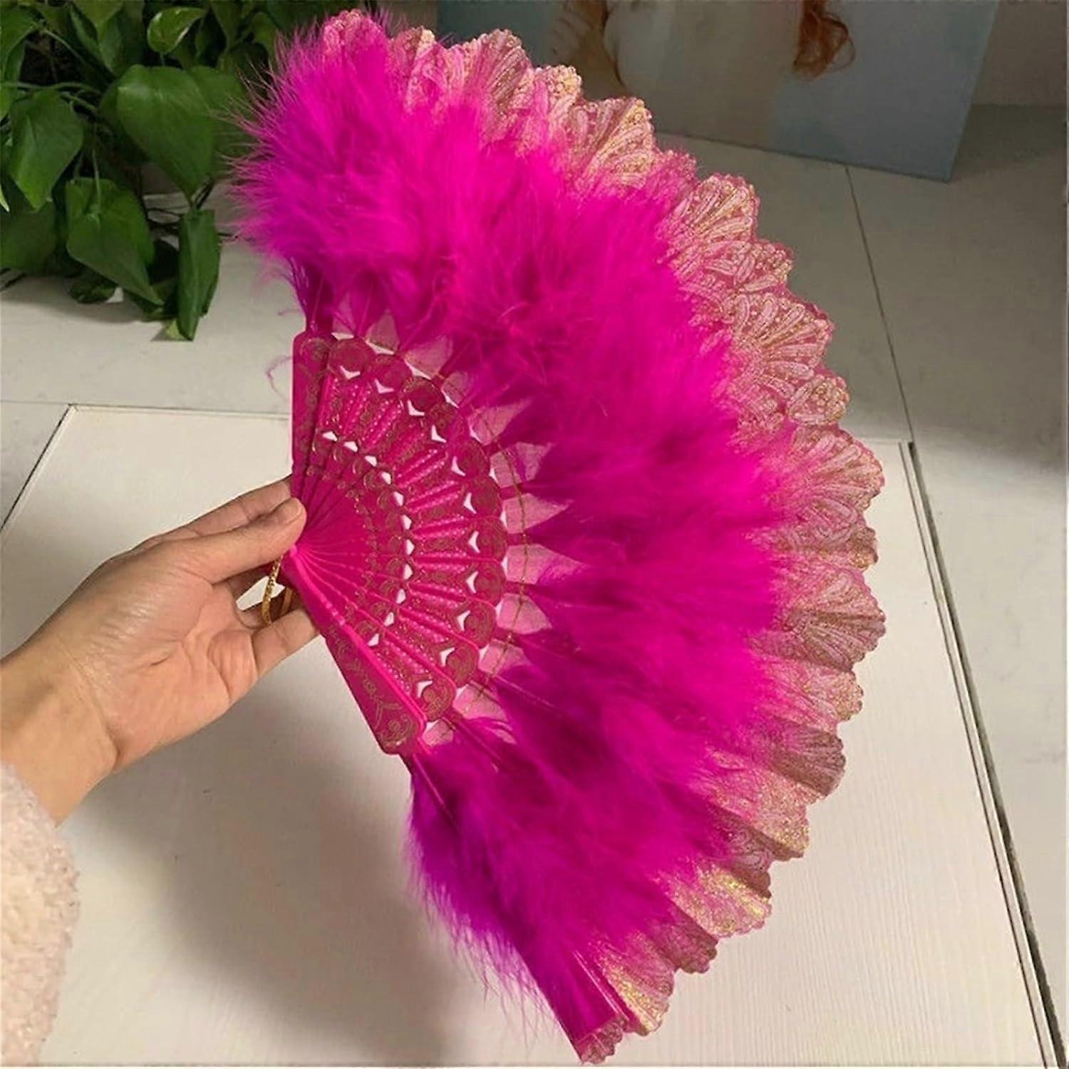 Folding Fan 10 Color Velvet Feather Fan Dance Prop Hand Held Fans ...