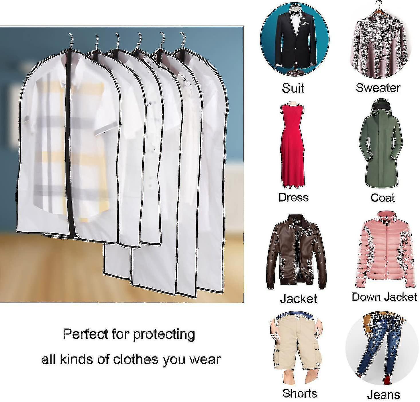 Pack Of 12 Garment Bag Suit Long, 60 X 120/100 Cm Edge Transparent Suit ...