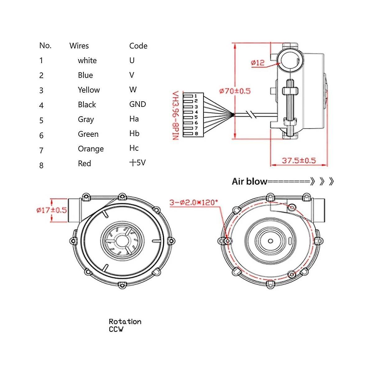 7040 Dc High Pressure Blower, Mini Centrifugal Turbo Fan, Small Blower ...