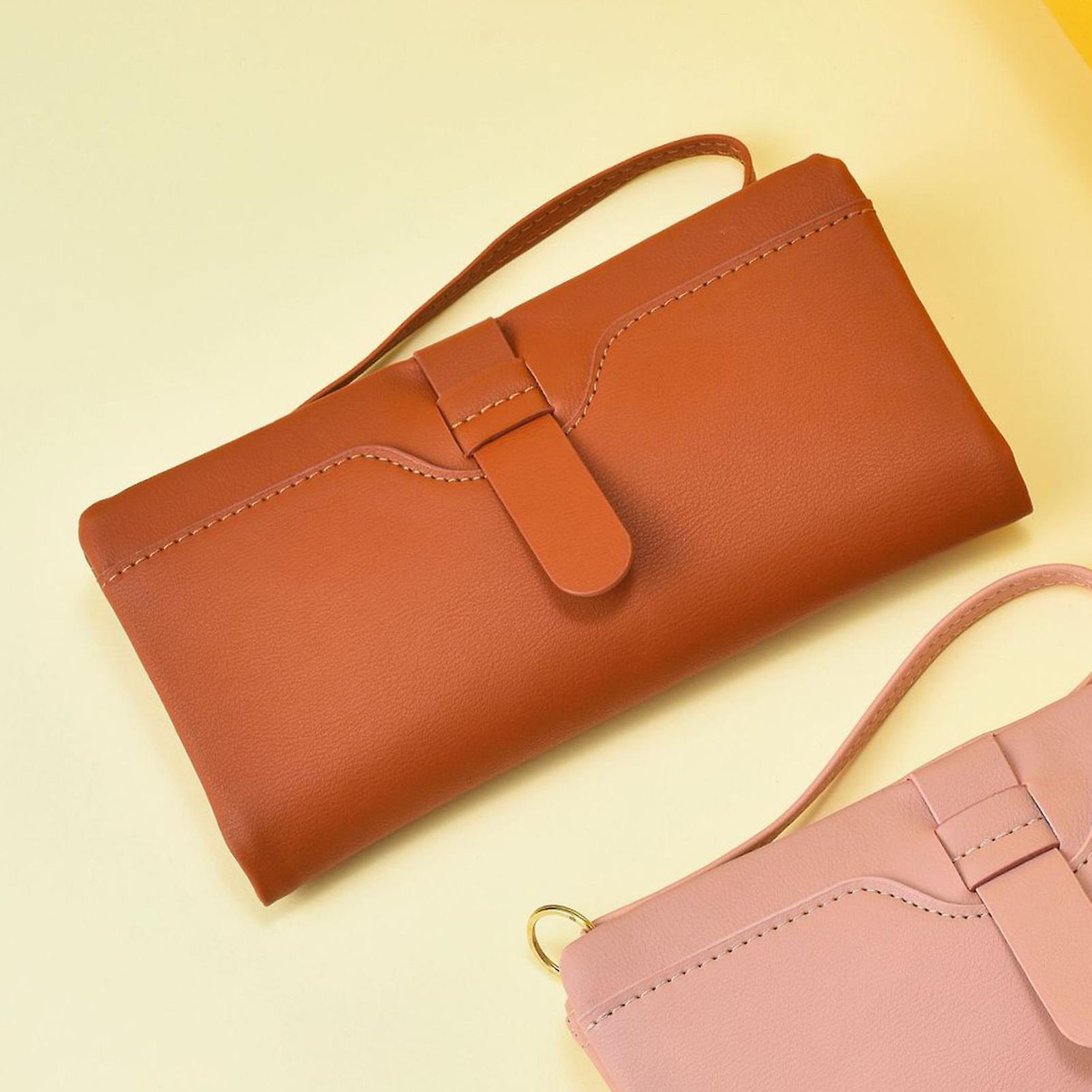 Female's Simple Long Wallet Solid Color Purse With Multiple Card Slots ...