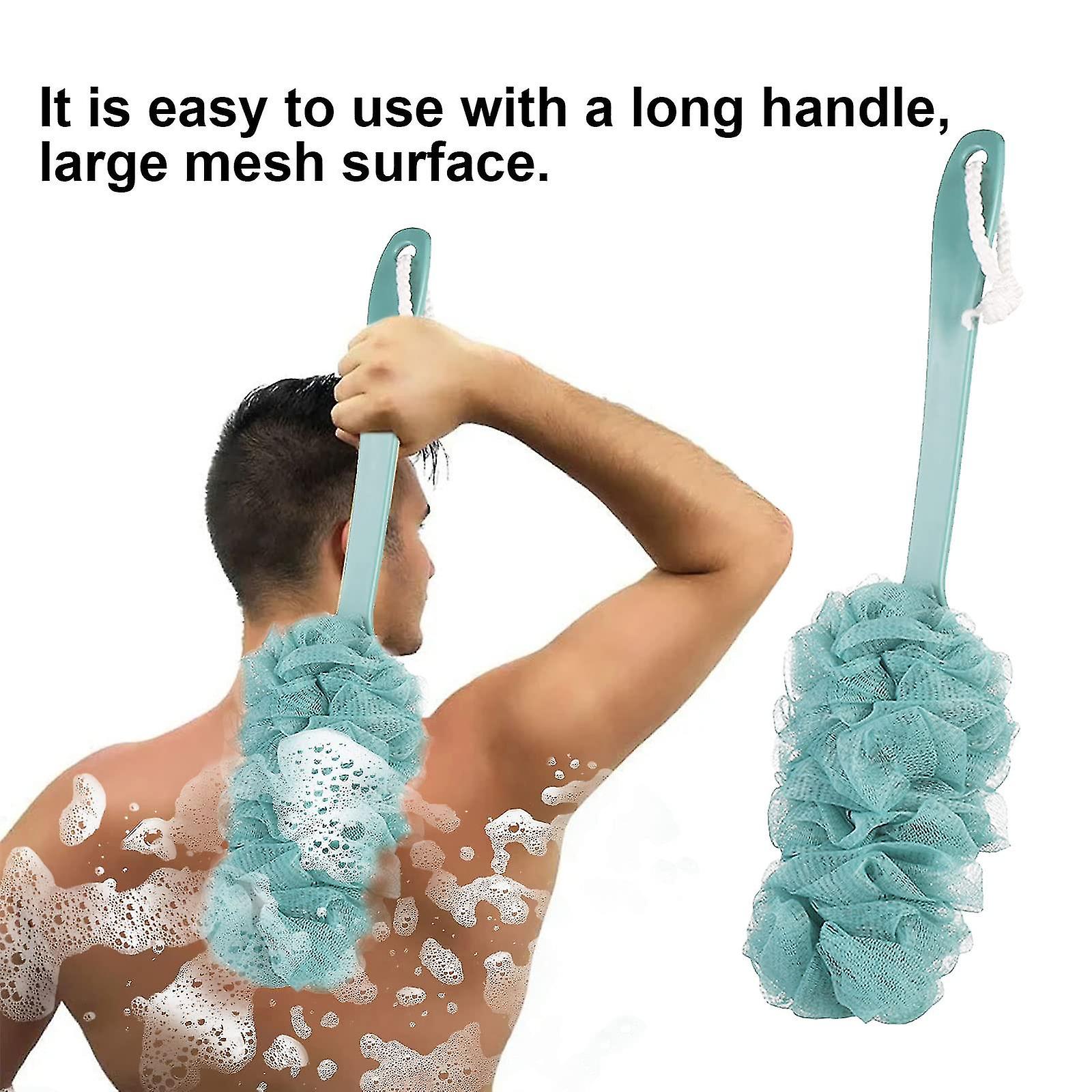 2 Pieces Long Handle Bath Brush, Shower Body Brushes with Bath Net ...
