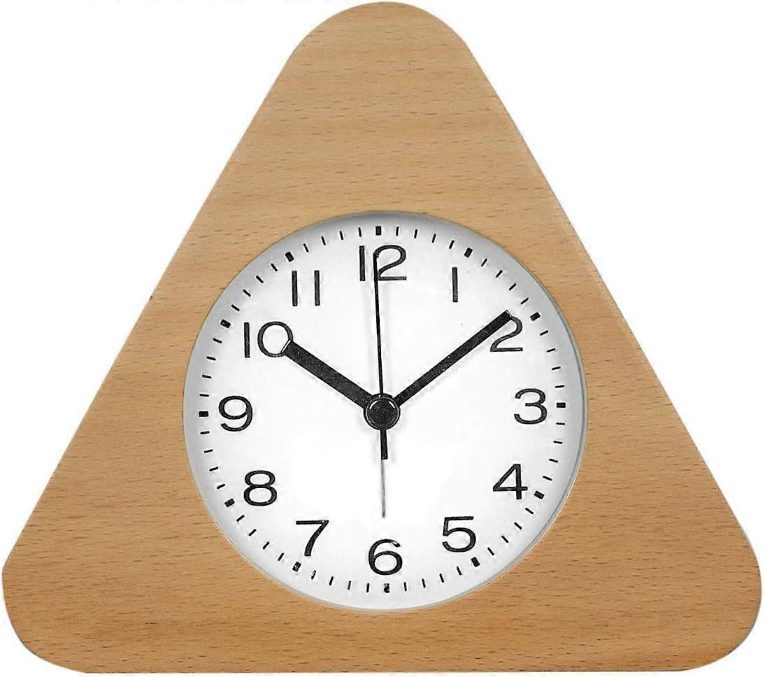 Battery-operated, silent, backlit wooden triangle alarm clock with ...