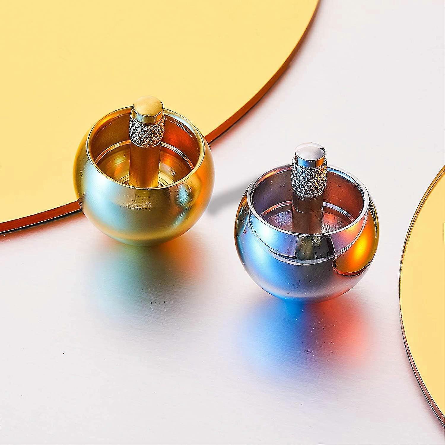 2 Pieces Top Metal Flip over Top Gyroscope Stainless Steel Top Toy ...