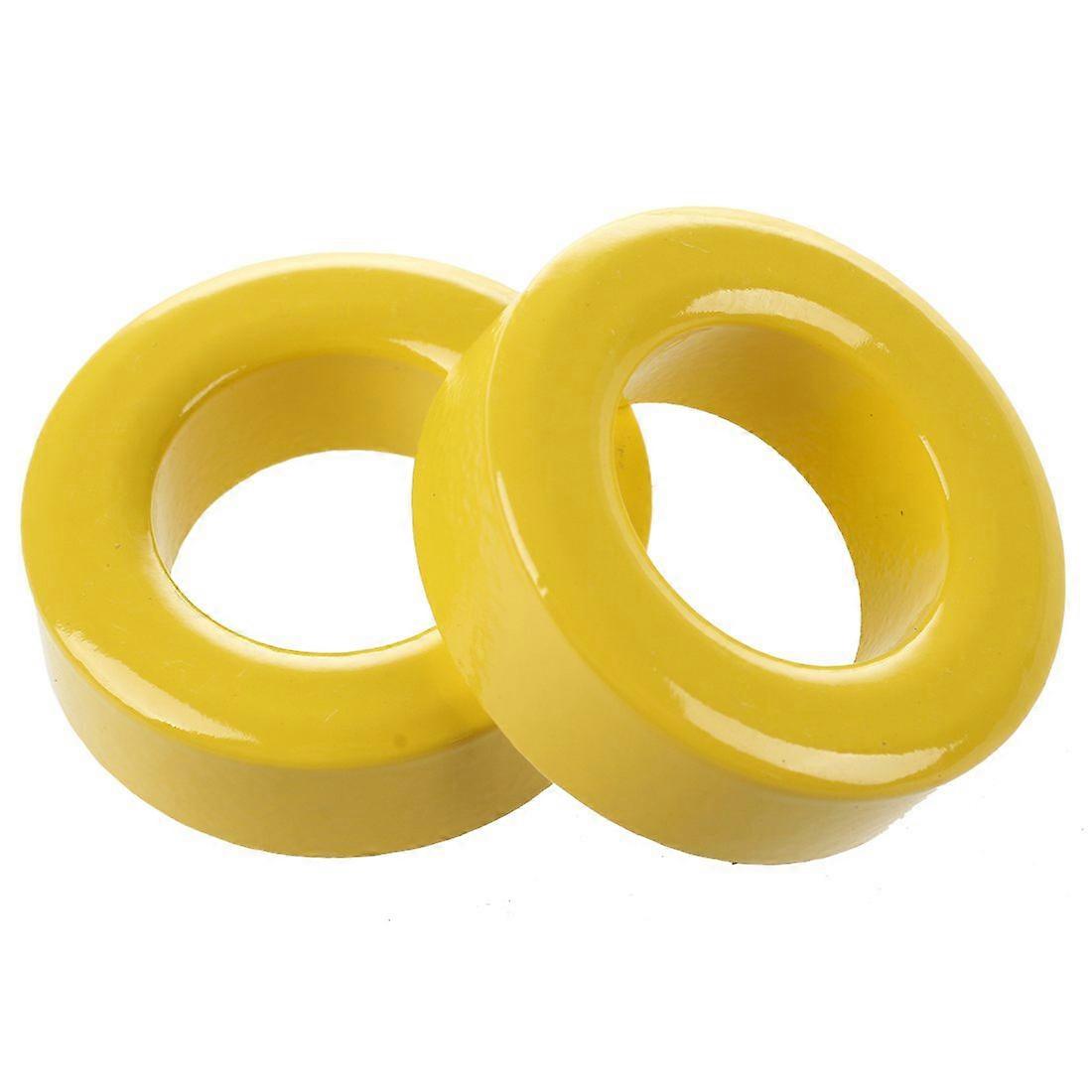 2 Pcs 33mm x 19mm x 11mm Yellow White Iron Core Ferrite Rings Toroid ...