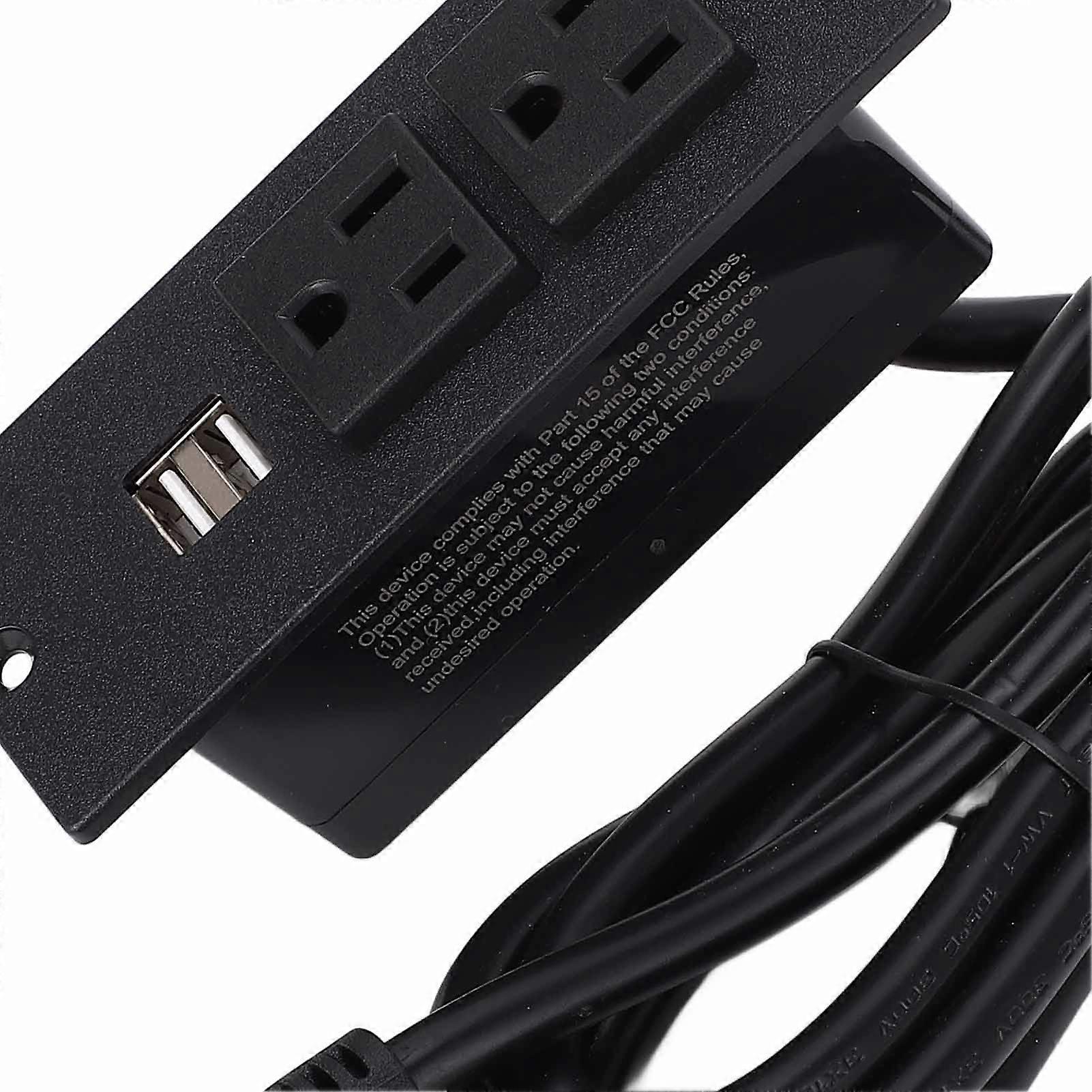 Recessed Power Strip 1500W 2 AC Outlets 2 USB Ports Furniture Power ...