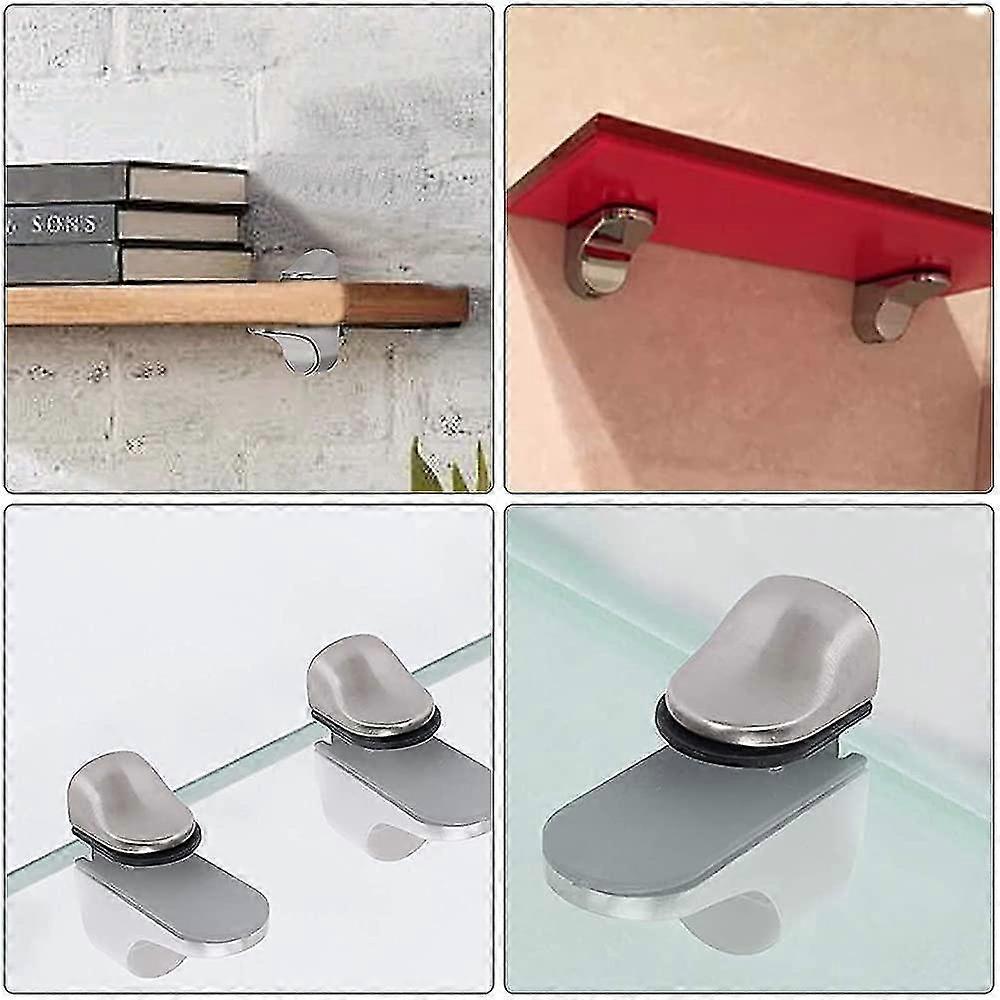 Adjustable Glass Shelf Bracket, 4 Pcs Glass Shelf Bracket, Wall Mounted ...