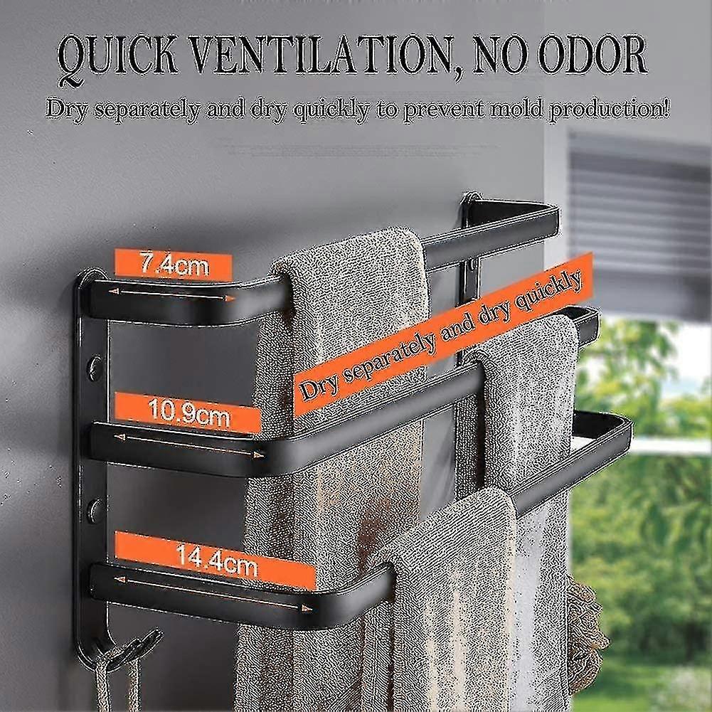 Bathroom Towel Bar, Black Wall Mounted Towel Bar For Shower And Kitchen ...