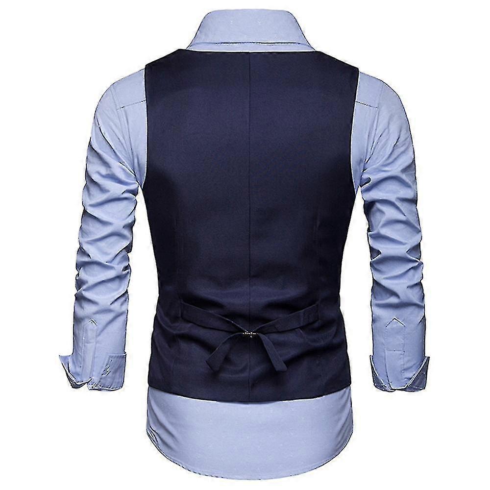 Men Solid Formal Buttons Suit Waistcoat With Pockets Business Office V ...