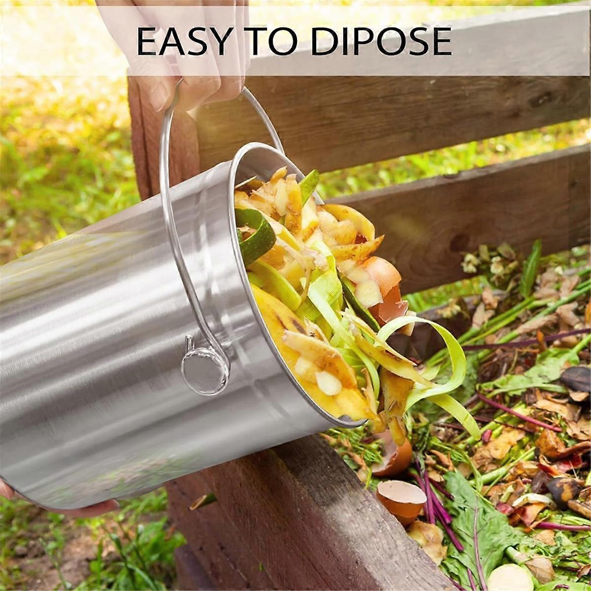 Compost Bucket for Kitchen Countertop,1.3 Gallon Stainless Steel ...