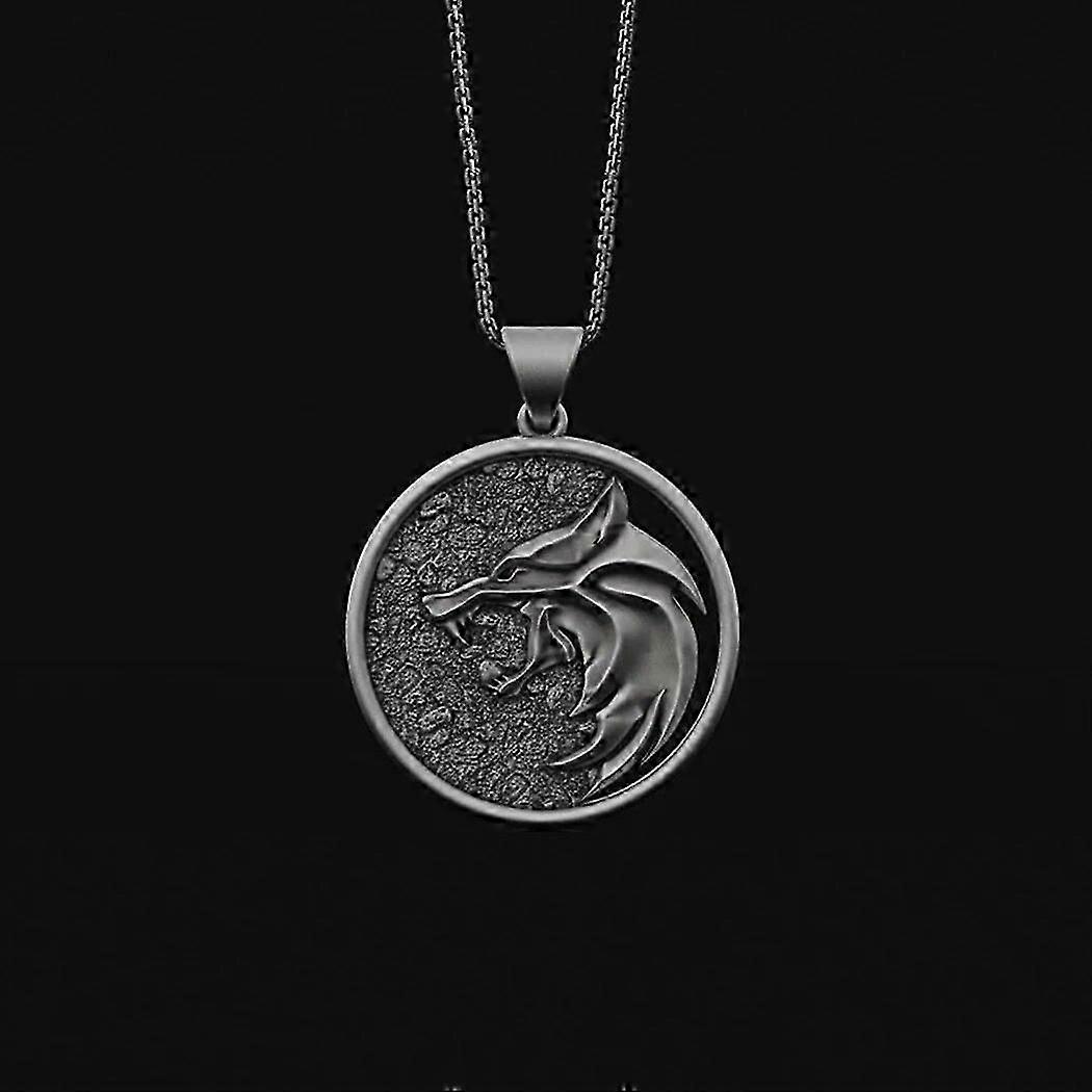 Witcher Geralt of Rivia Medallion White Wolf Necklace for Men Women ...