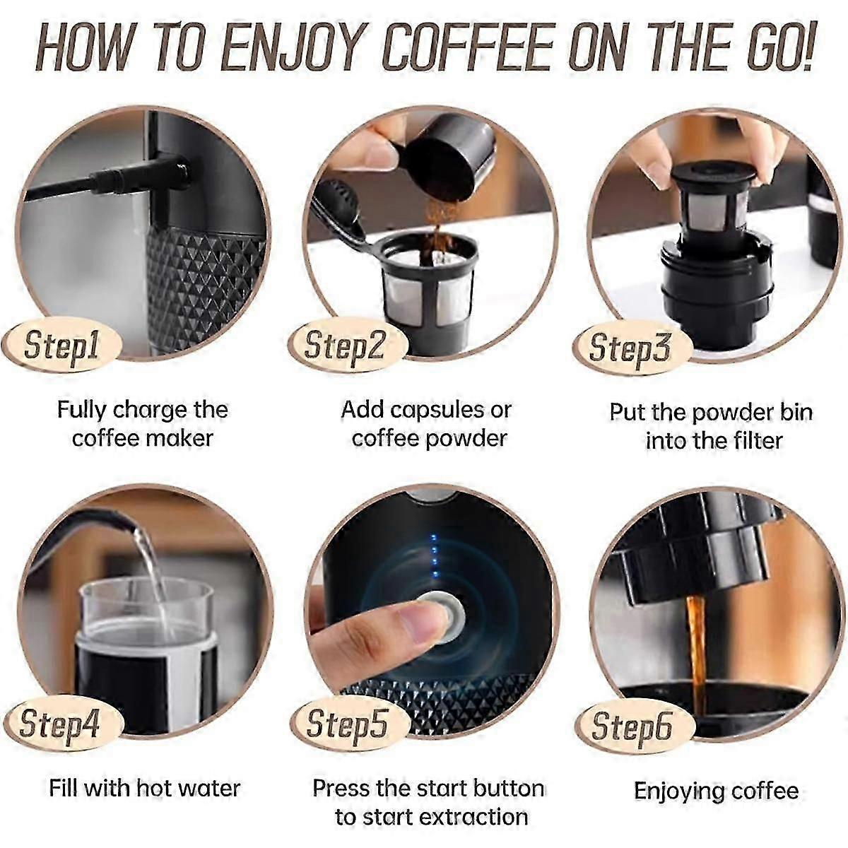 Portable Espresso Maker, Electric Travel Coffee Machine for Office ...