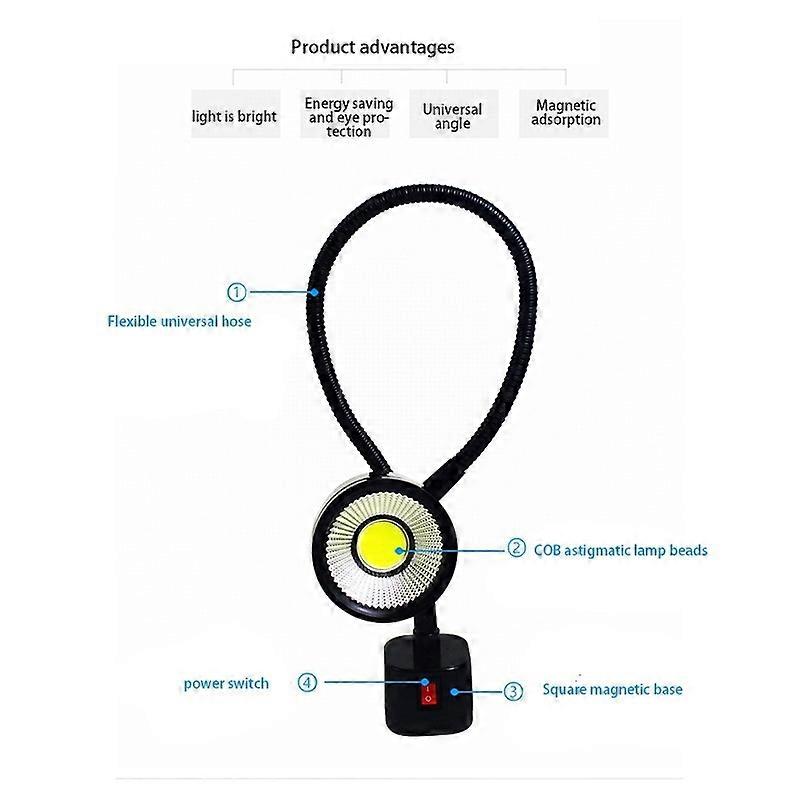 LED Work Light Magnetic Base Flexible Gooseneck Lamp 220V 5W for Lathe ...