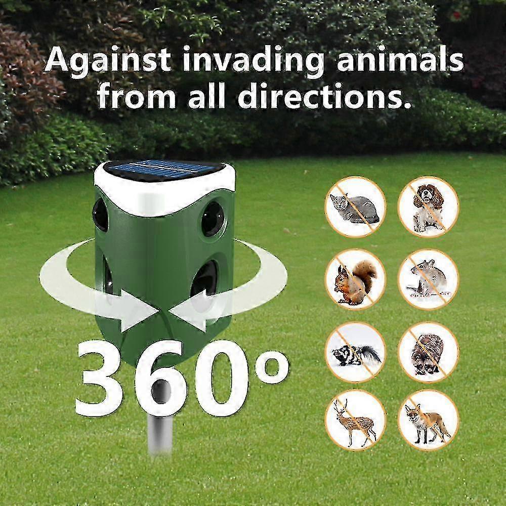Solar Ultrasonic Animal Repeller, Outdoor 360 Animal Deterrent Solar ...